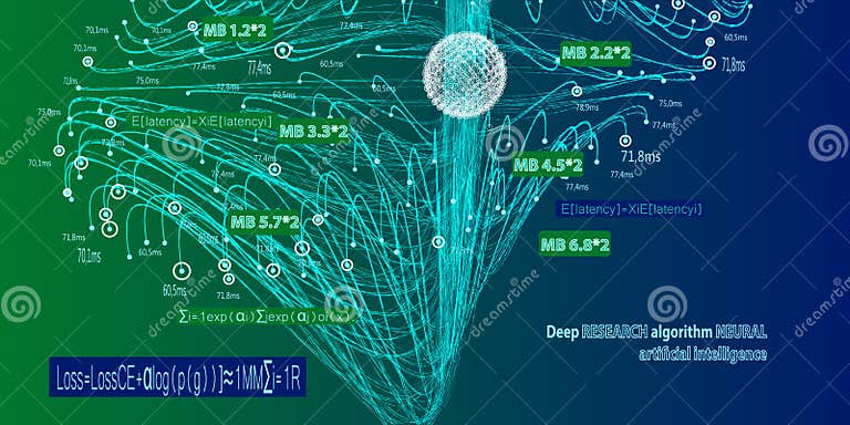 Abstract Algorithms Big Data Vector Presentations.Deep Research Algorithm Neural Artificial ...
