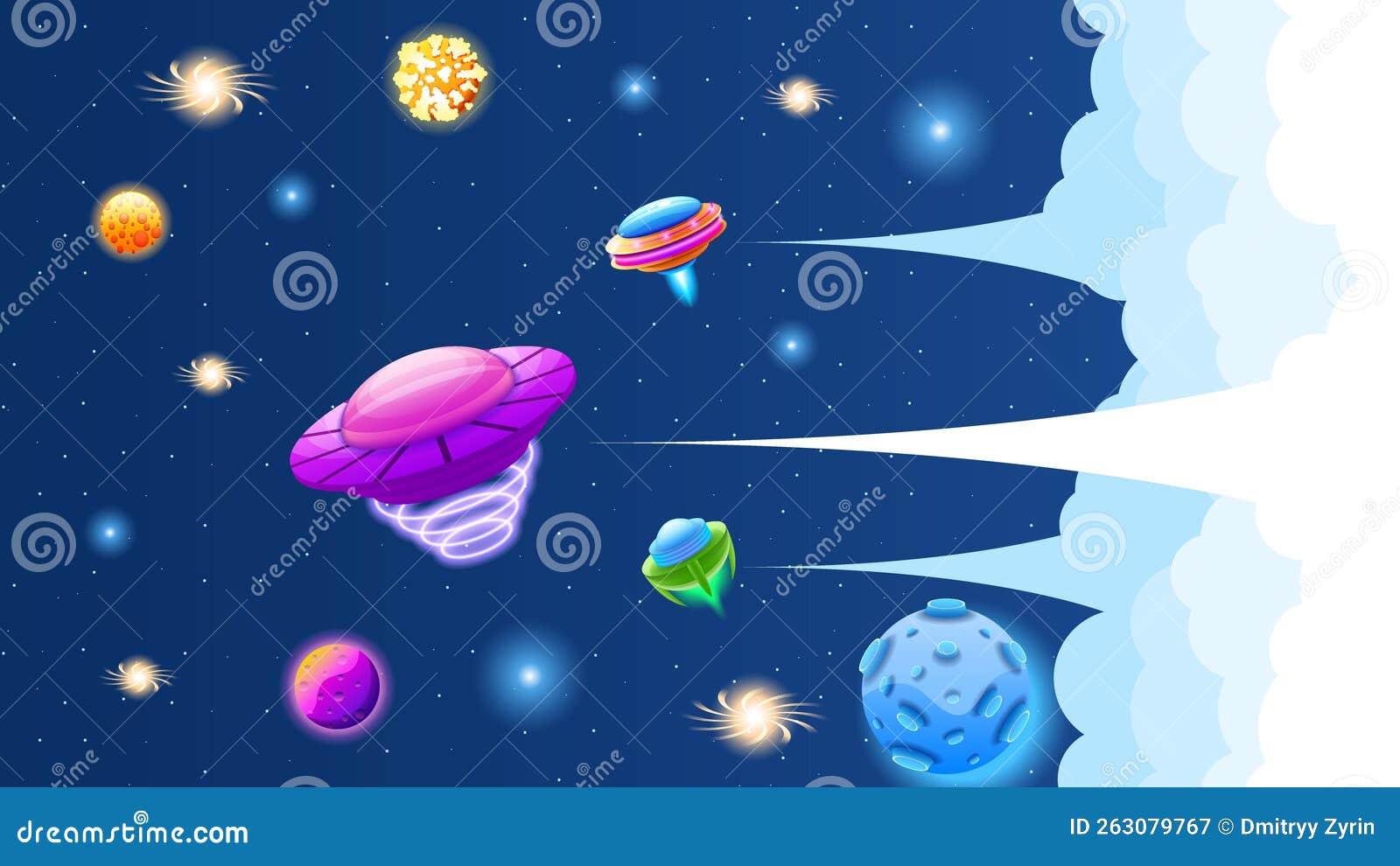 Abstract Aliens on Flying Saucers Dark Background Gradient Unidentified ...