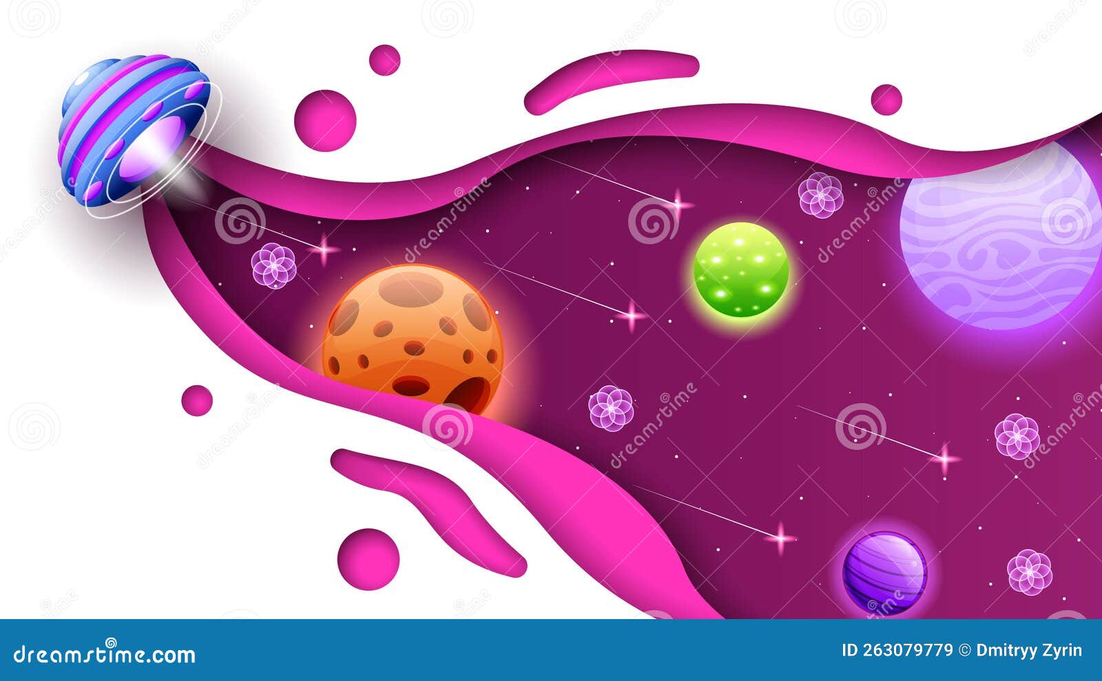 Abstract Aliens on Flying Saucers Dark Background Gradient Unidentified ...