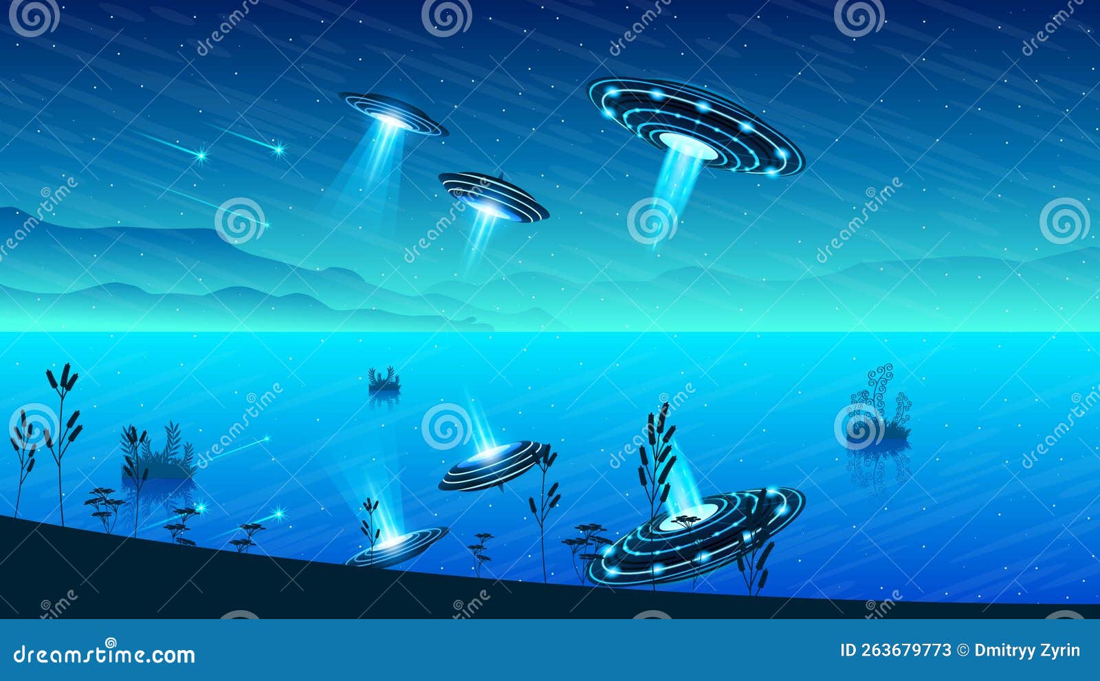 Aliens, Unidentified Flying Object UFO Vector Doodle Stickers Set ...