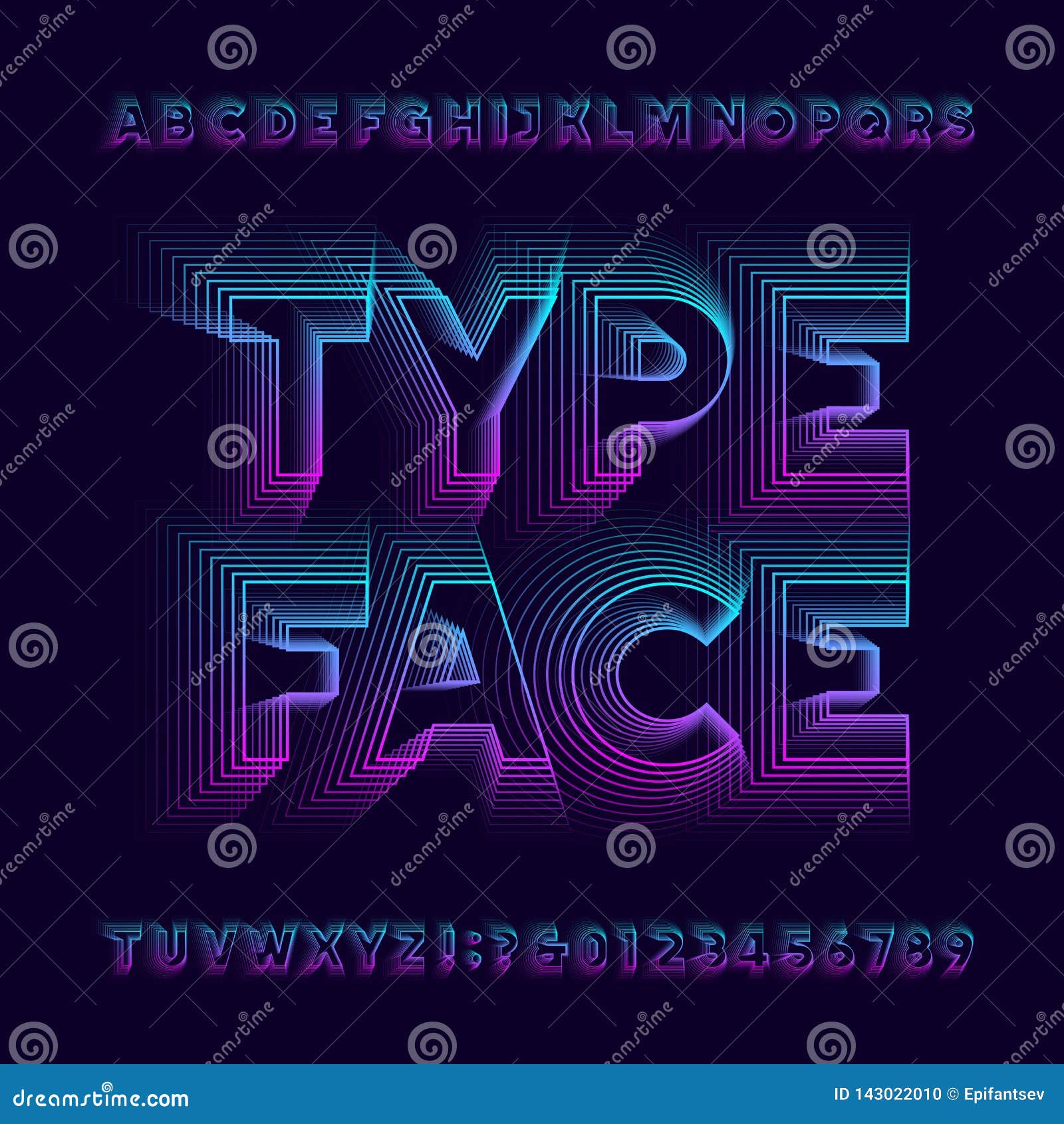 Abstract Alphabet Font. Geometric Letters and Numbers in 80s Style ...