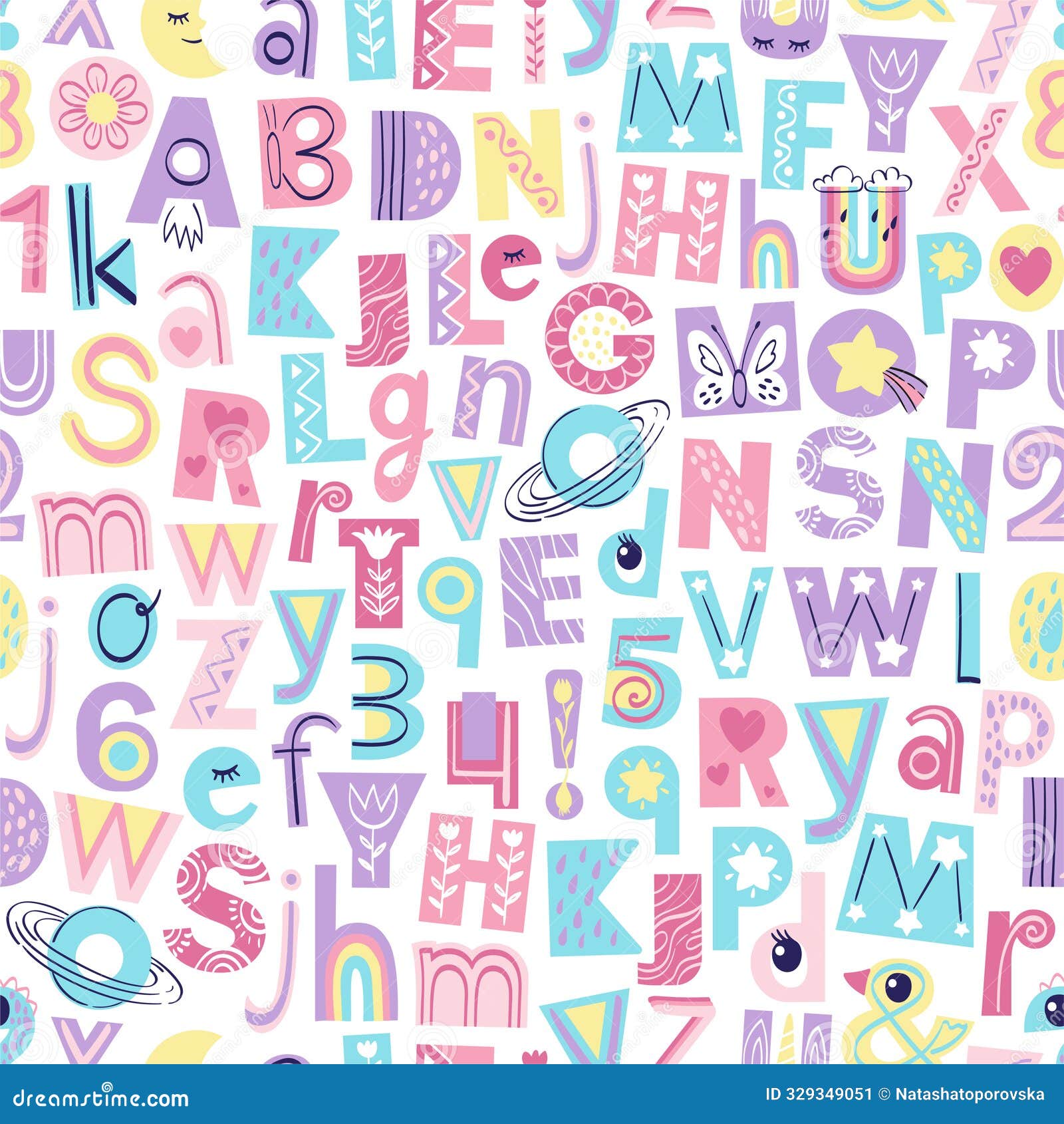 Alphabet Seamless Pattern With Devanagari Letters Of Sanskrit, Hindi ...