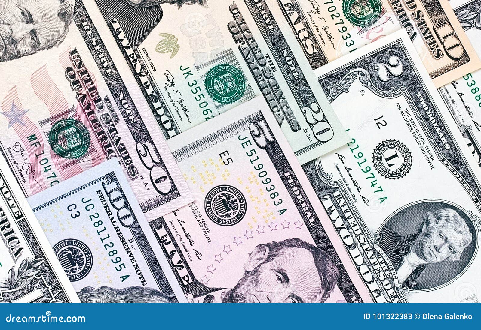 Abstract American Dollar Bills of Different Denomination Background ...