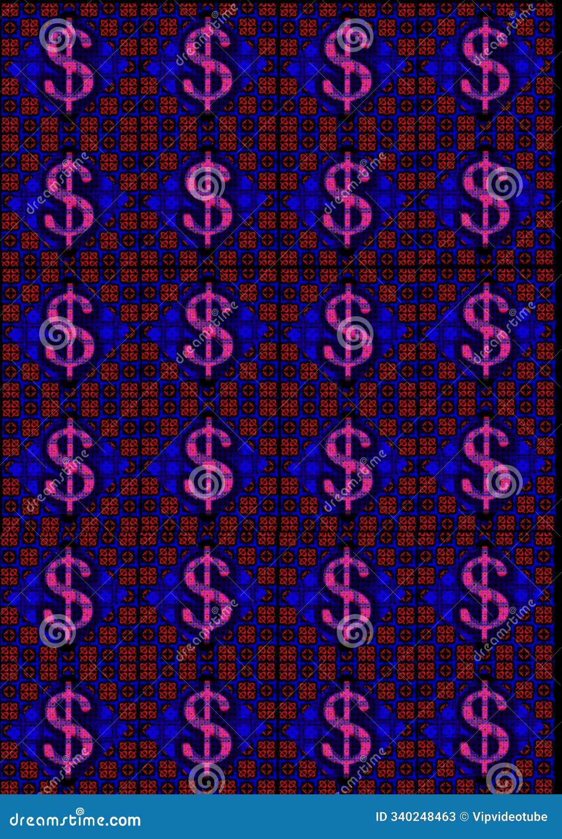 Abstract American Dollar Sign on Blue Background with Geometric Shapes ...