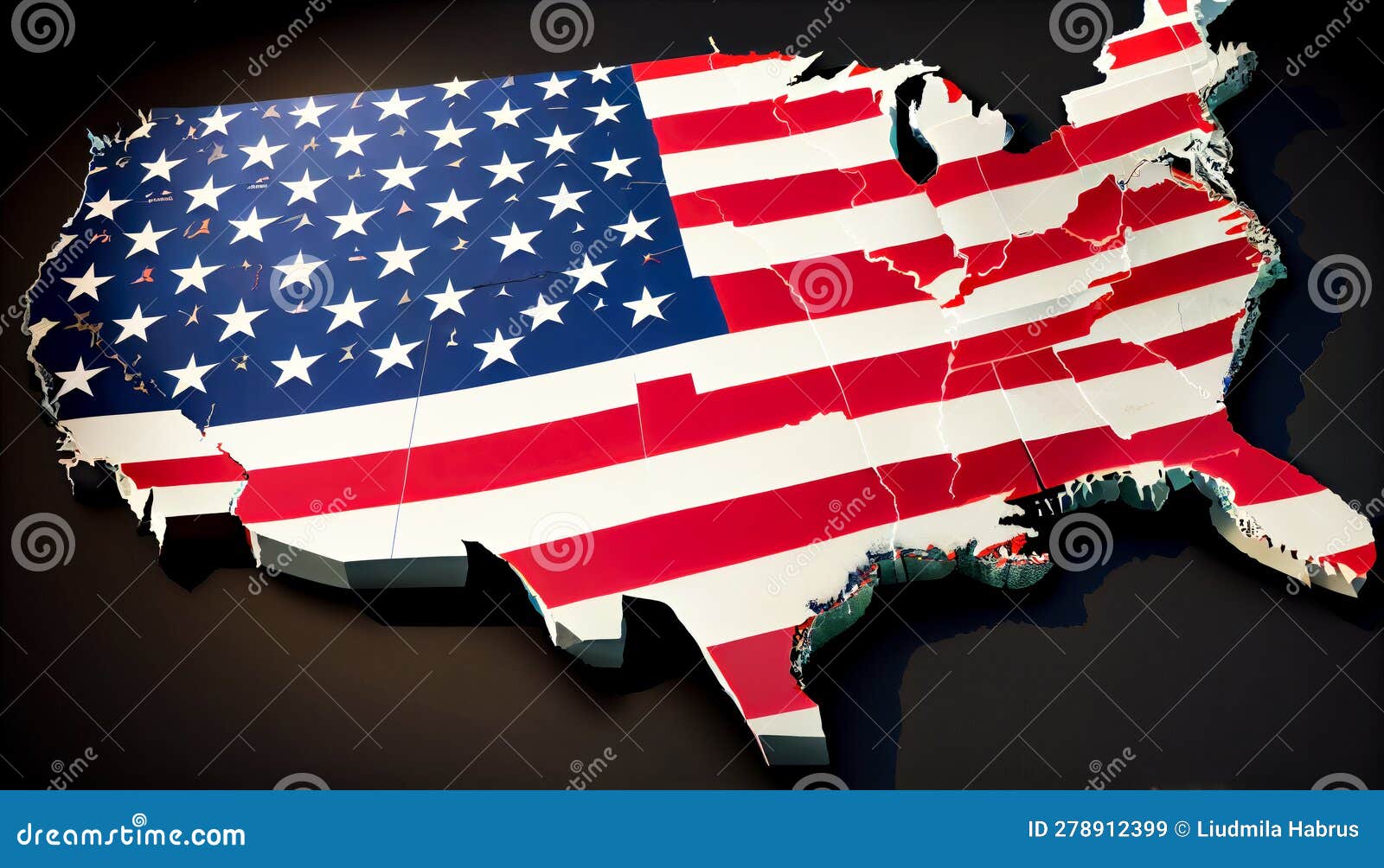 Abstract American Flag Shaped Like Borders of America. Generative AI ...