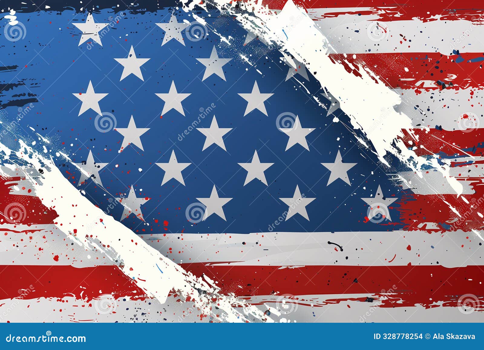 Abstract American Flag with White Paint Splatter Stock Photo - Image of ...