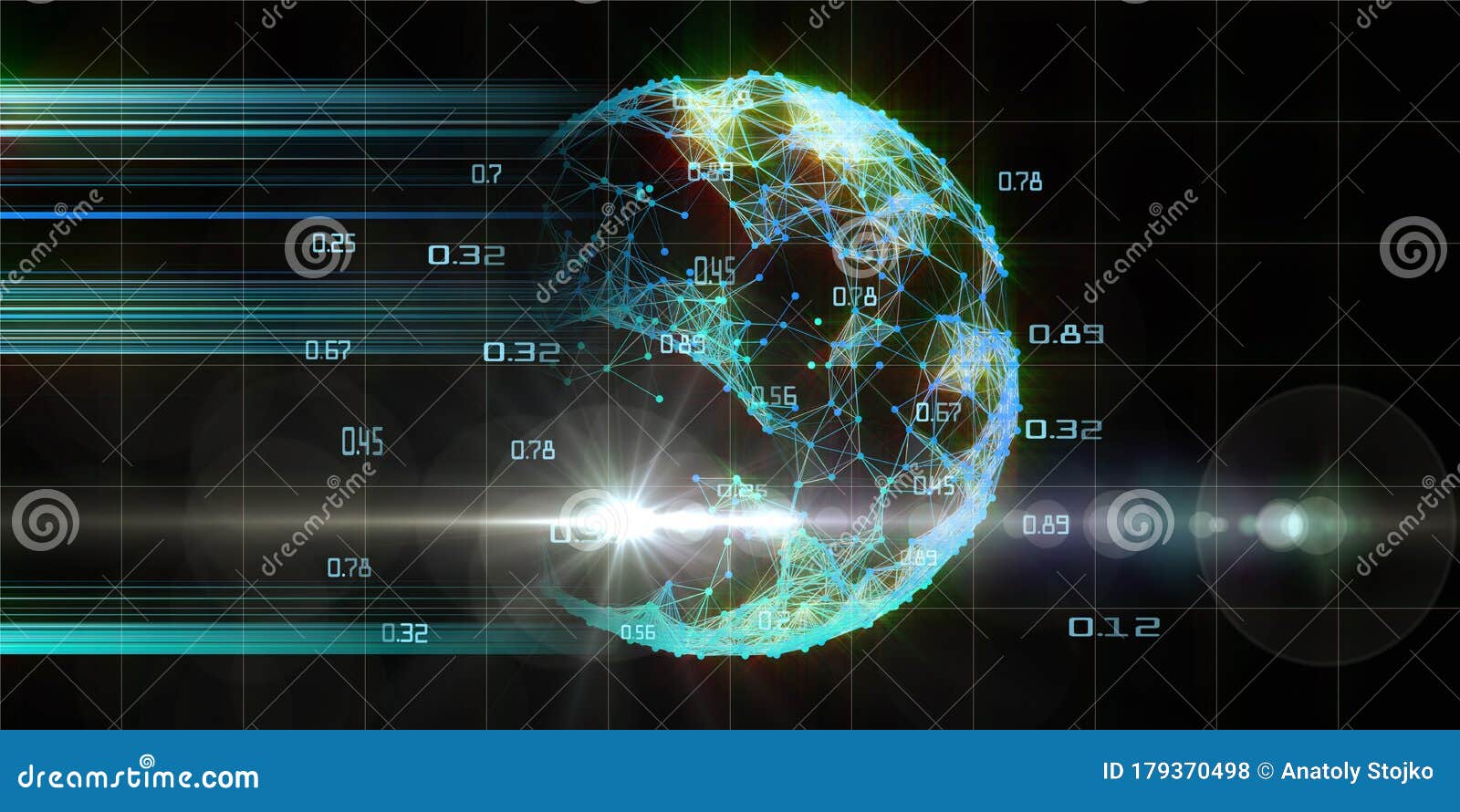 Abstract Analysis Polygonal Sphere with Lines and Lens Effects. Future ...