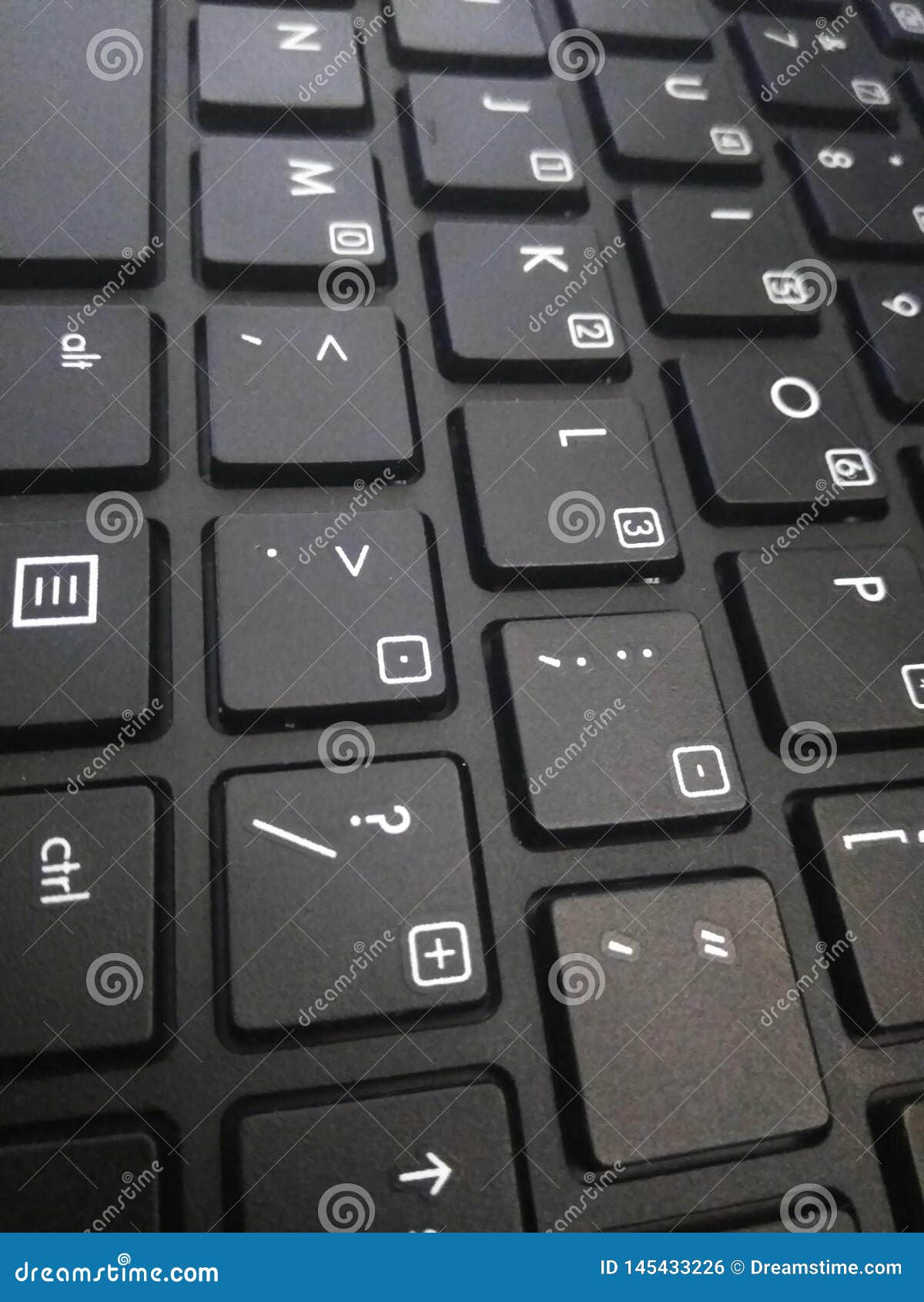 Black Keyboard with White Letters Stock Photo - Image of tech, black ...