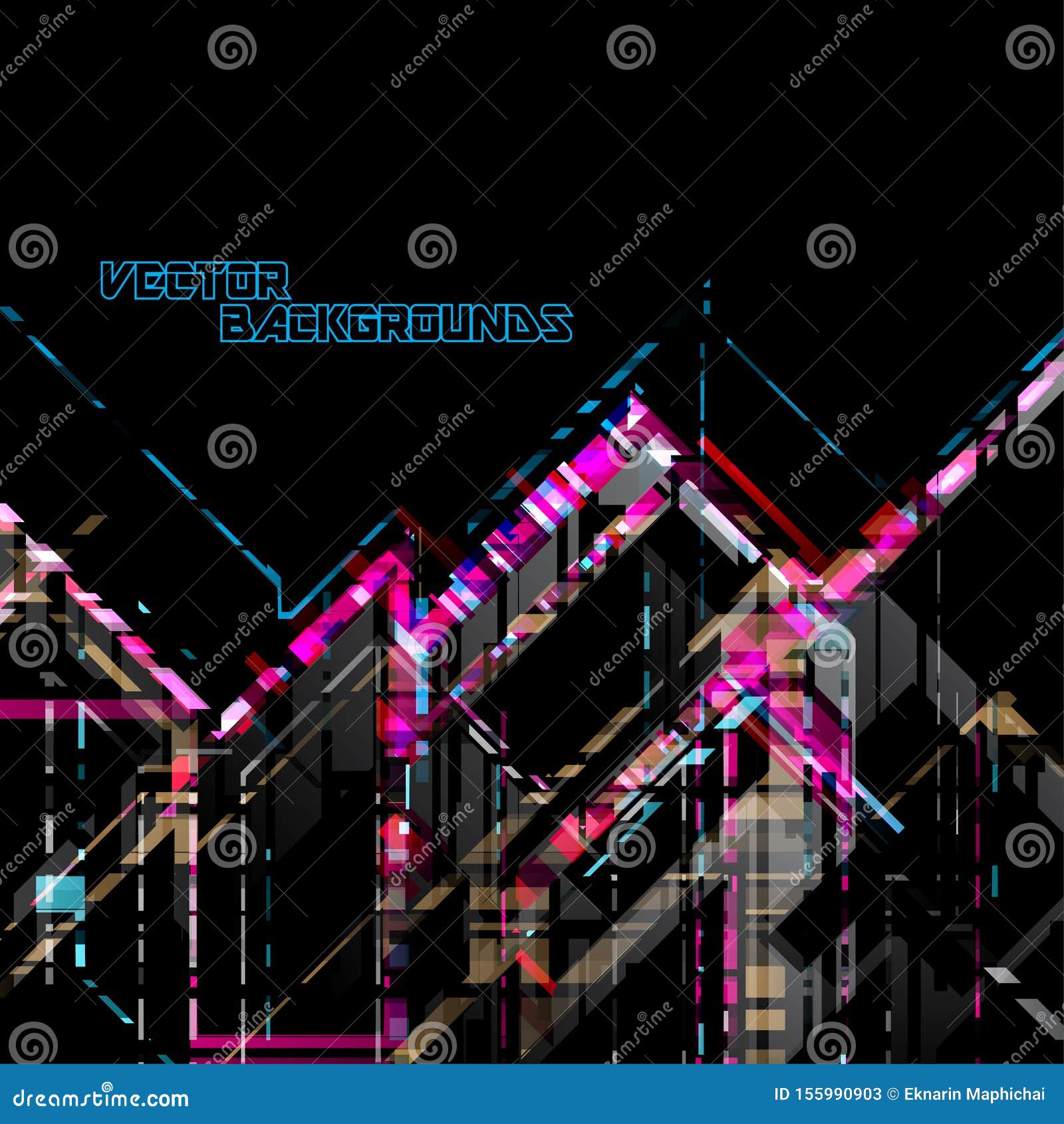 Abstract Angle Shapes Colors on a Black Stock Vector - Illustration of ...