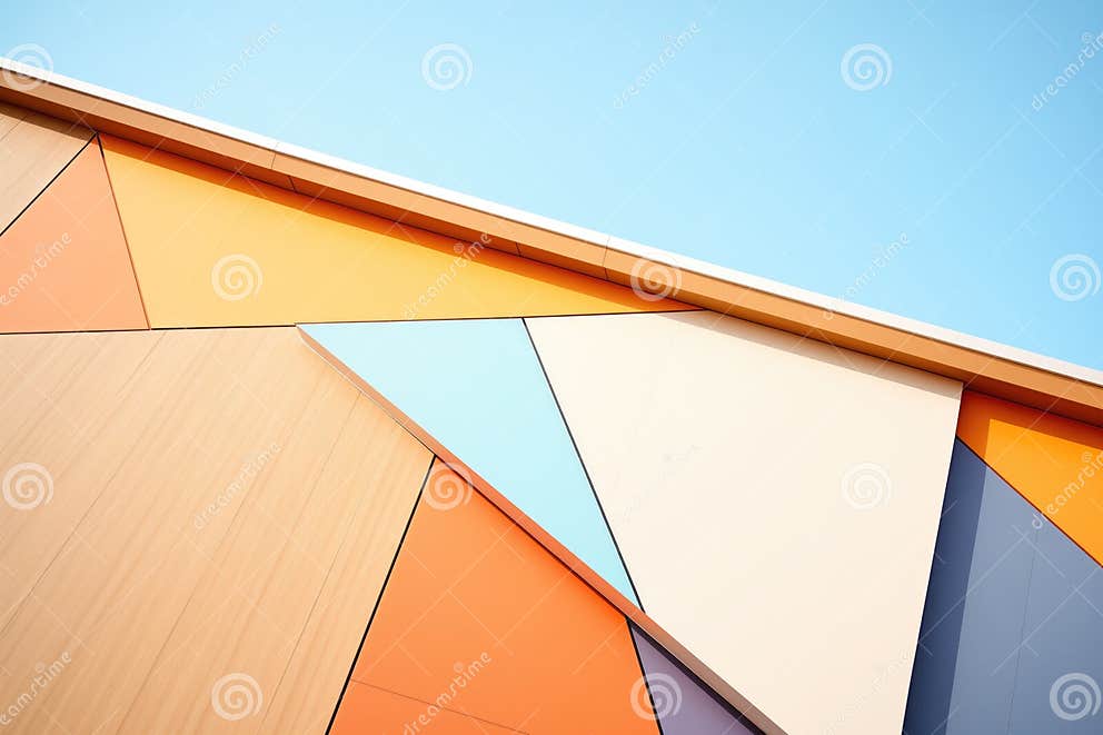 Abstract Angles of a Geometric Building Exterior Stock Illustration ...