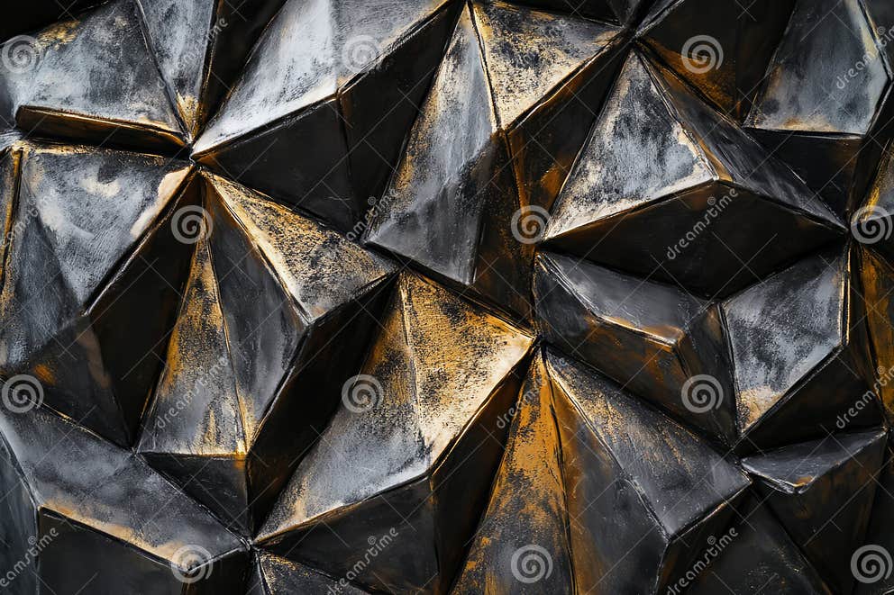 Abstract Angular Shapes in Black and Gold, Shifting and Transitioning ...
