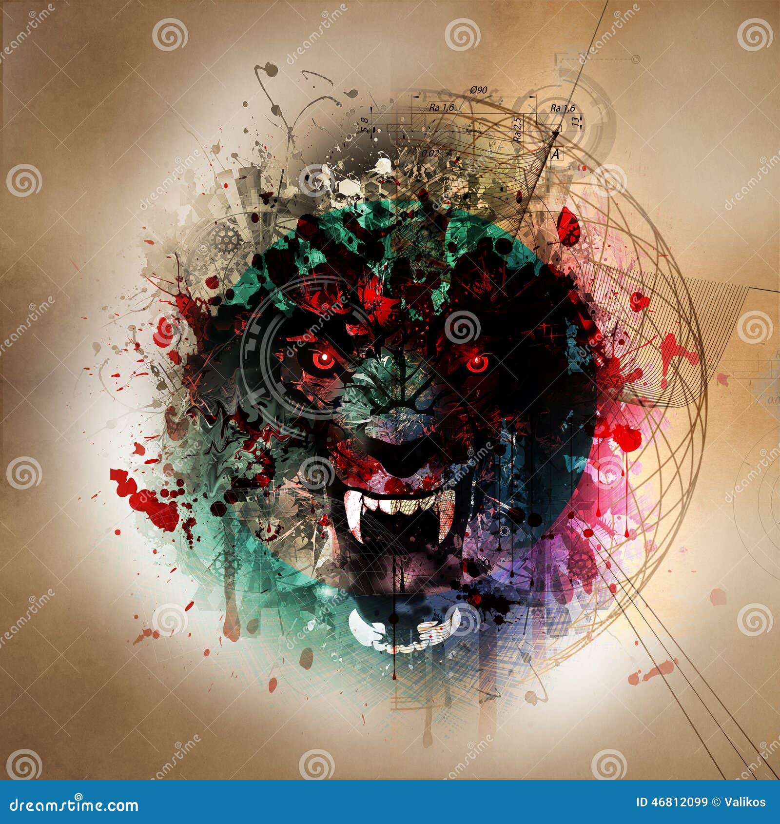 Abstract animal face stock illustration. Illustration of cover - 46812099