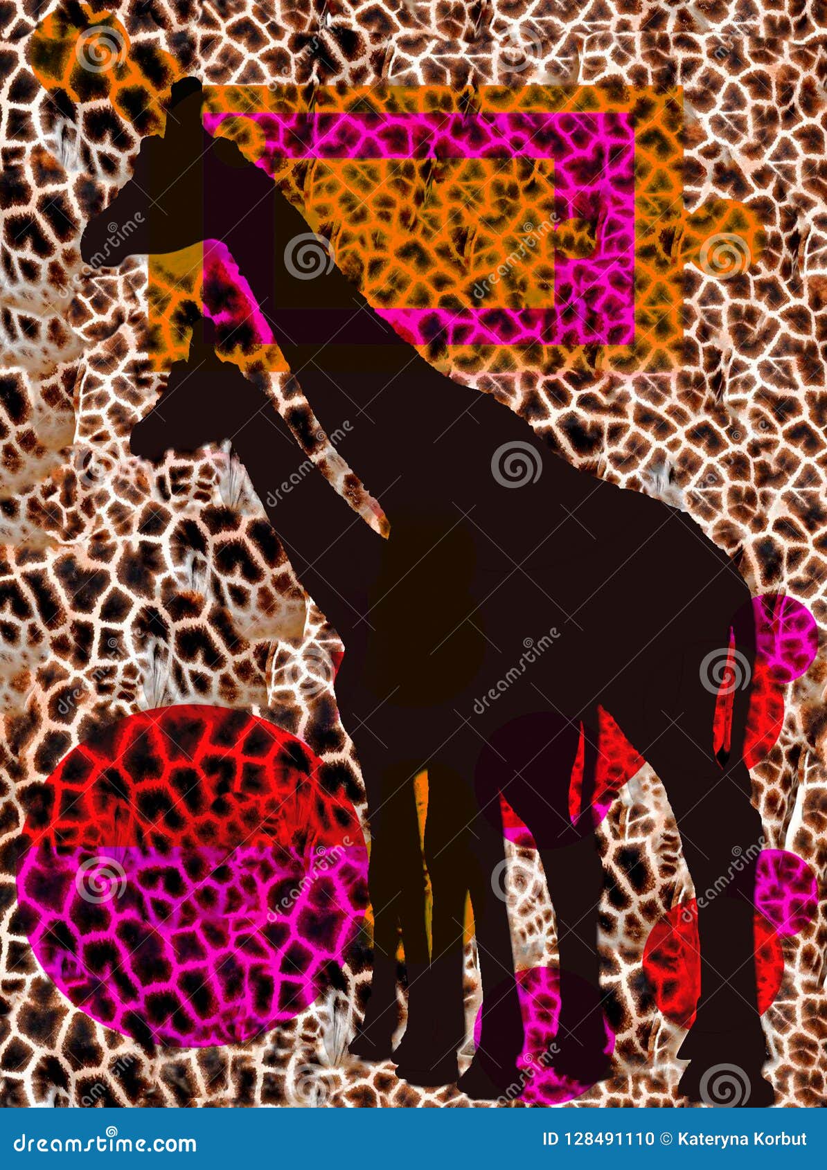 Abstract Illustration Of Giraffe And Animal Seamless Pattern. Color ...