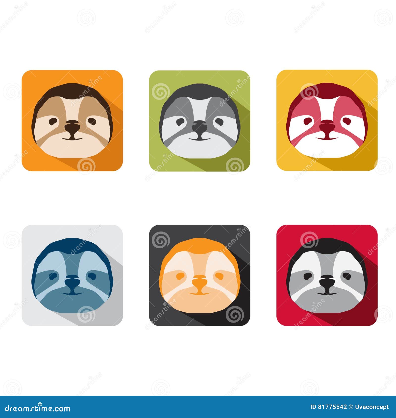 Abstract Animal Sloth Flat Design Vector Icons Stock Vector ...