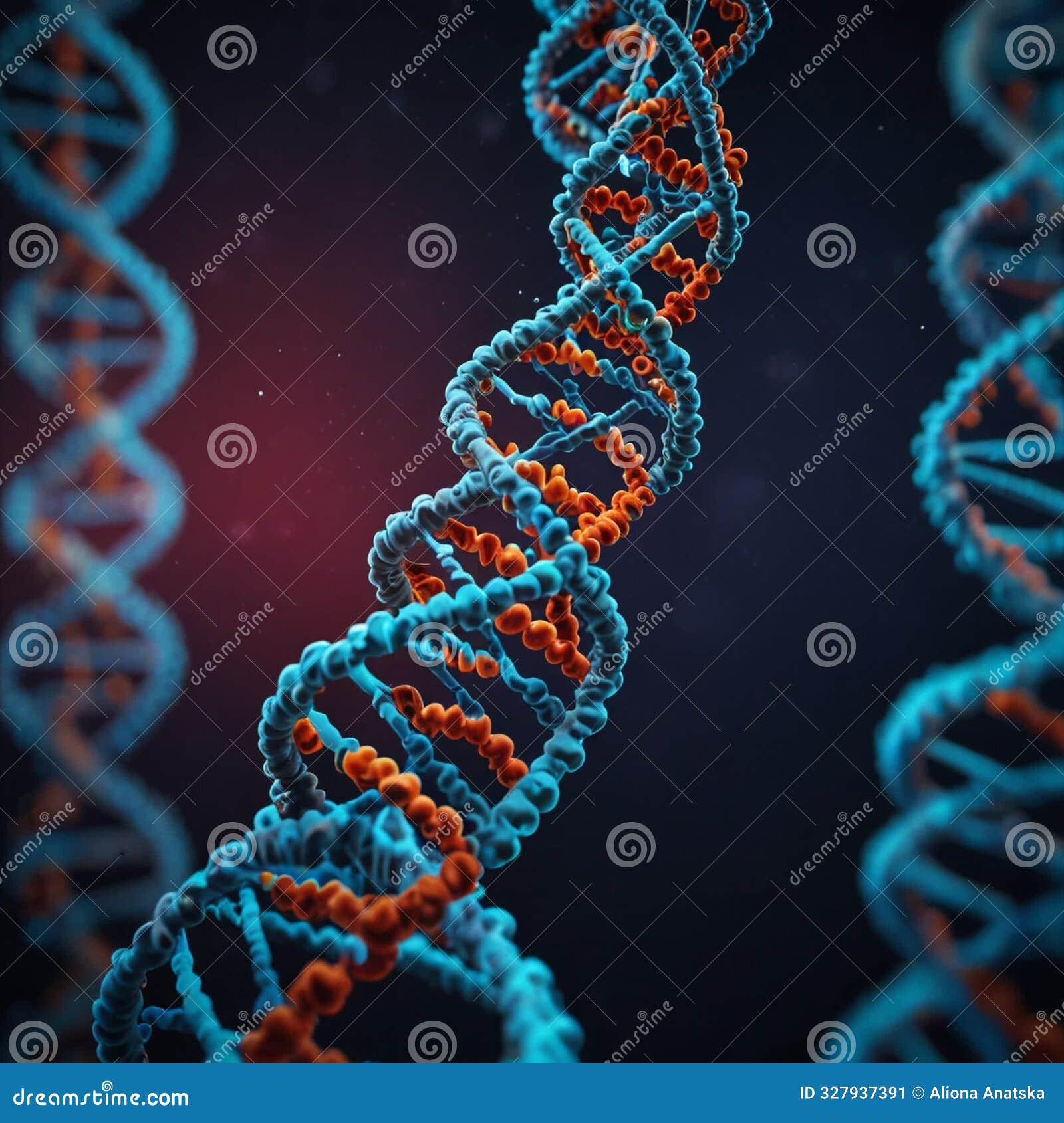 Abstract Animated Structure of a DNA Molecule from Particles. Concept ...