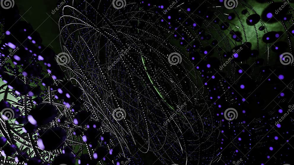 Abstract Animated Tangled Lines and Small Spheres. Design. Rotating ...