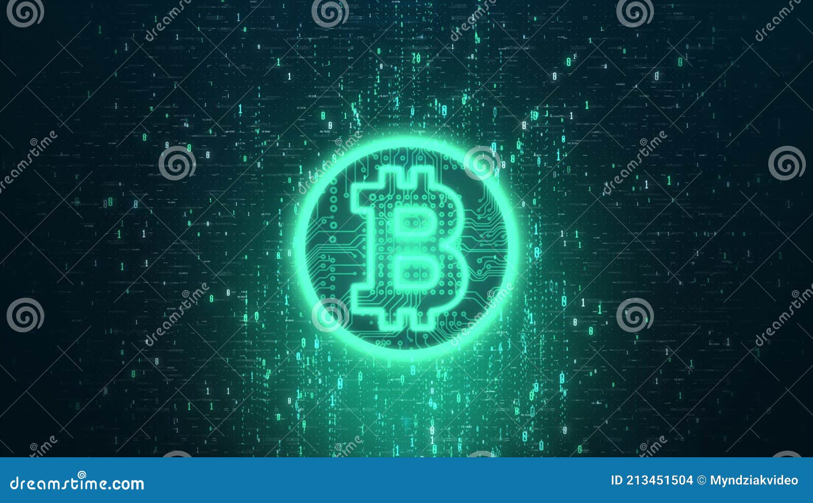 Abstract Animation of Bitcoin Currency Sign in Digital Cyberspace ...