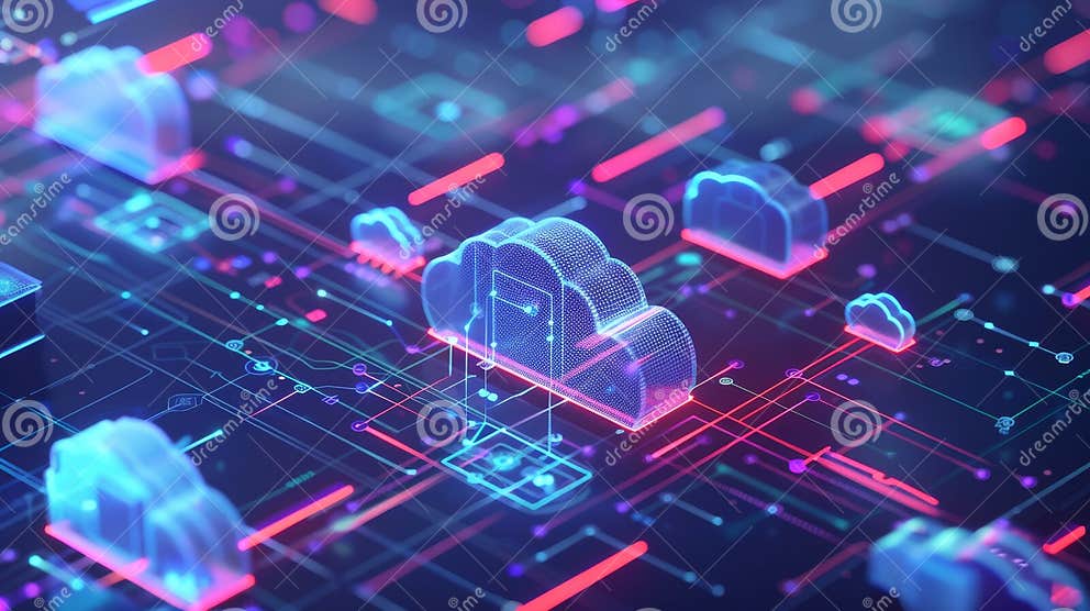 An Abstract Animation of a 3D Rendered Abstract Isometric Cloud on a ...