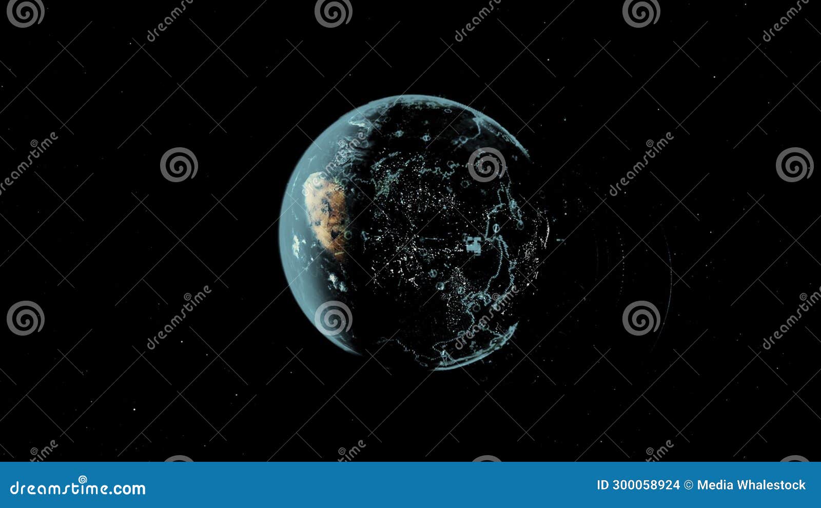 Abstract Animation of Digital Earth Globe Rotating with Digital Data ...