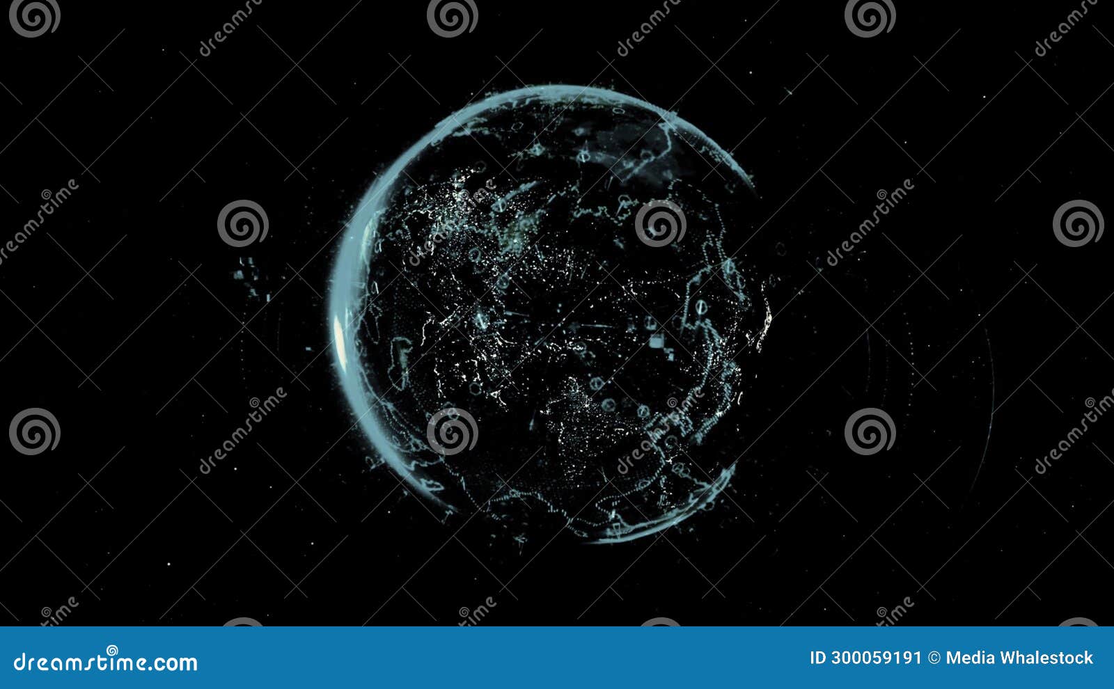 Abstract Animation of Digital Earth Globe Rotating with Digital Data ...