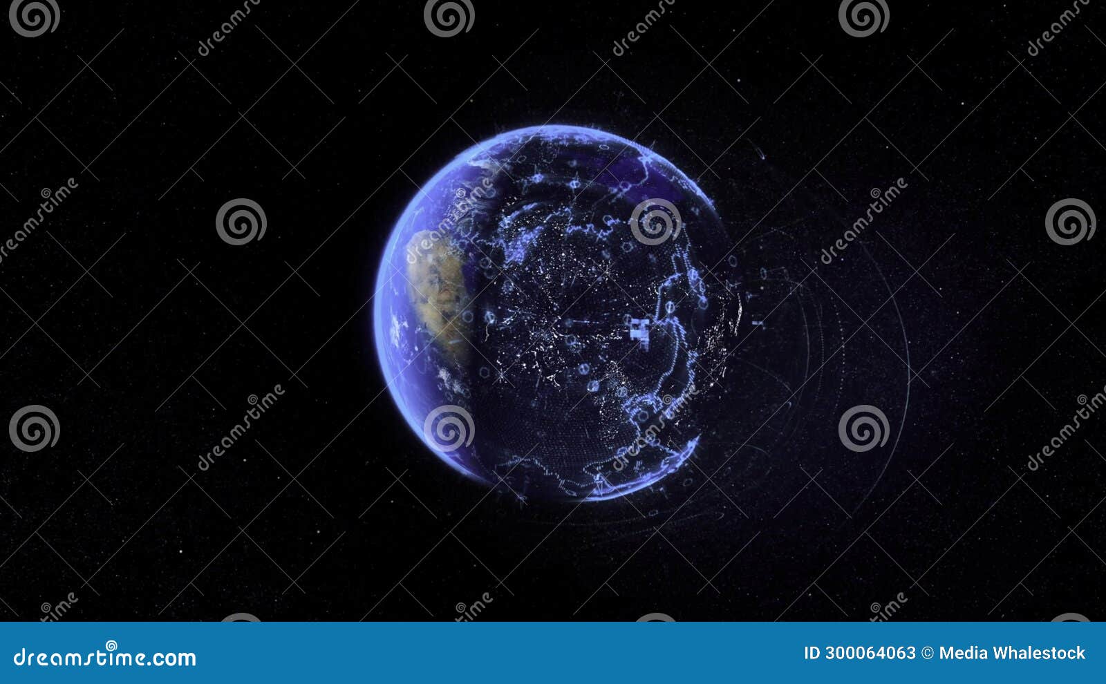 Abstract Animation of Digital Earth Globe Rotating with Digital Data ...