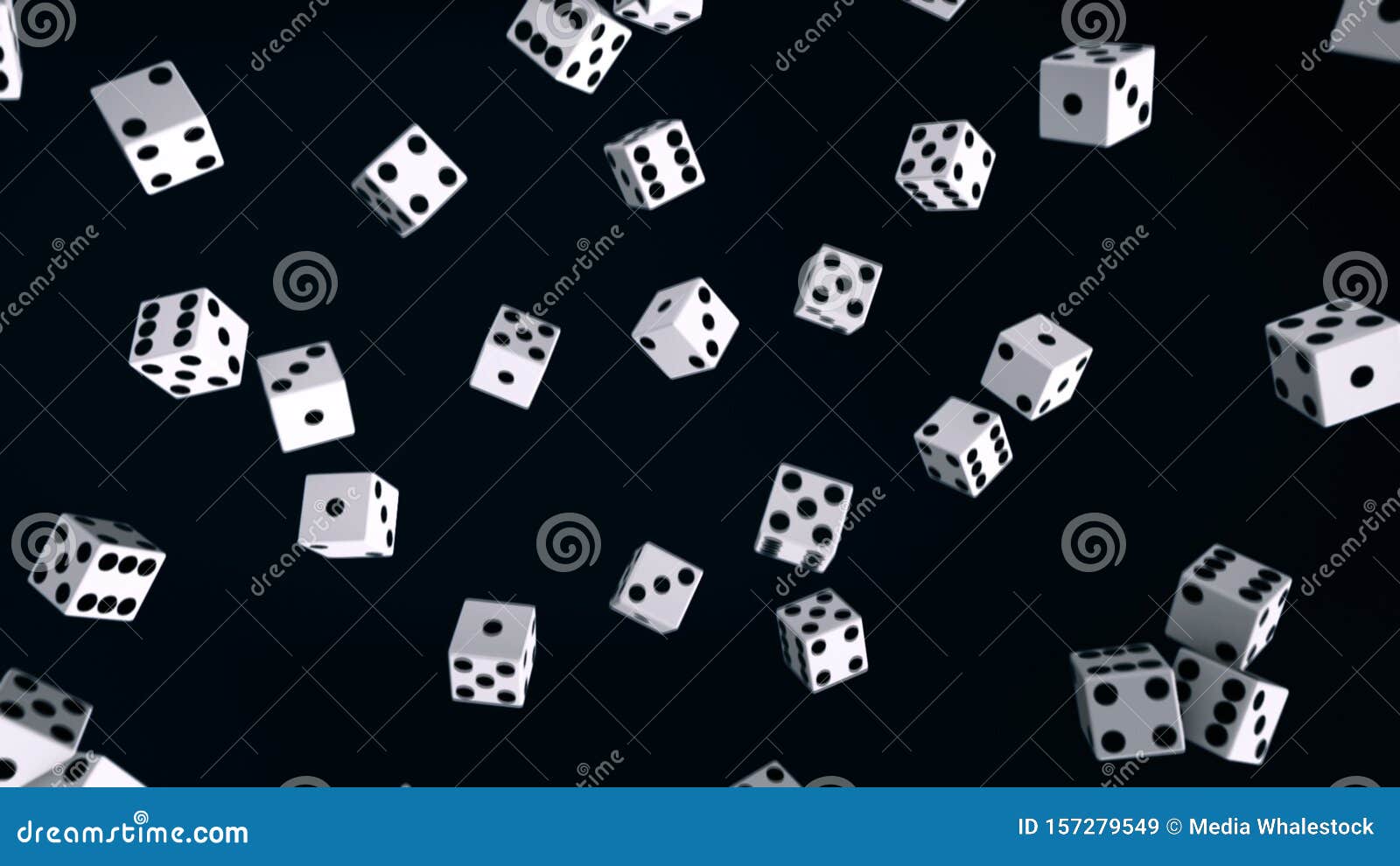 Abstract Animation of Many Dice Flying Up on the Dark Background ...