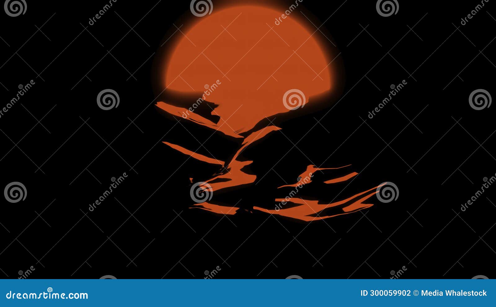 Abstract Animation of Reflection in the Water of the Sunset in Red ...