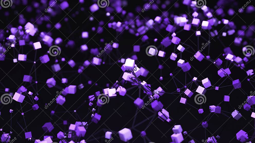 Abstract Animation of Waves Made of Cubes and Grid. Design. Colored ...