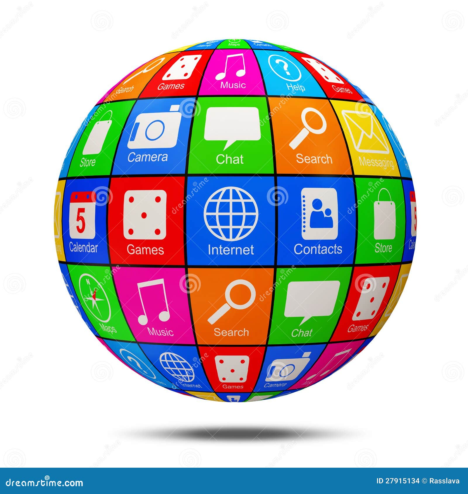 Abstract APP Sphere with Application Icons Stock Illustration ...