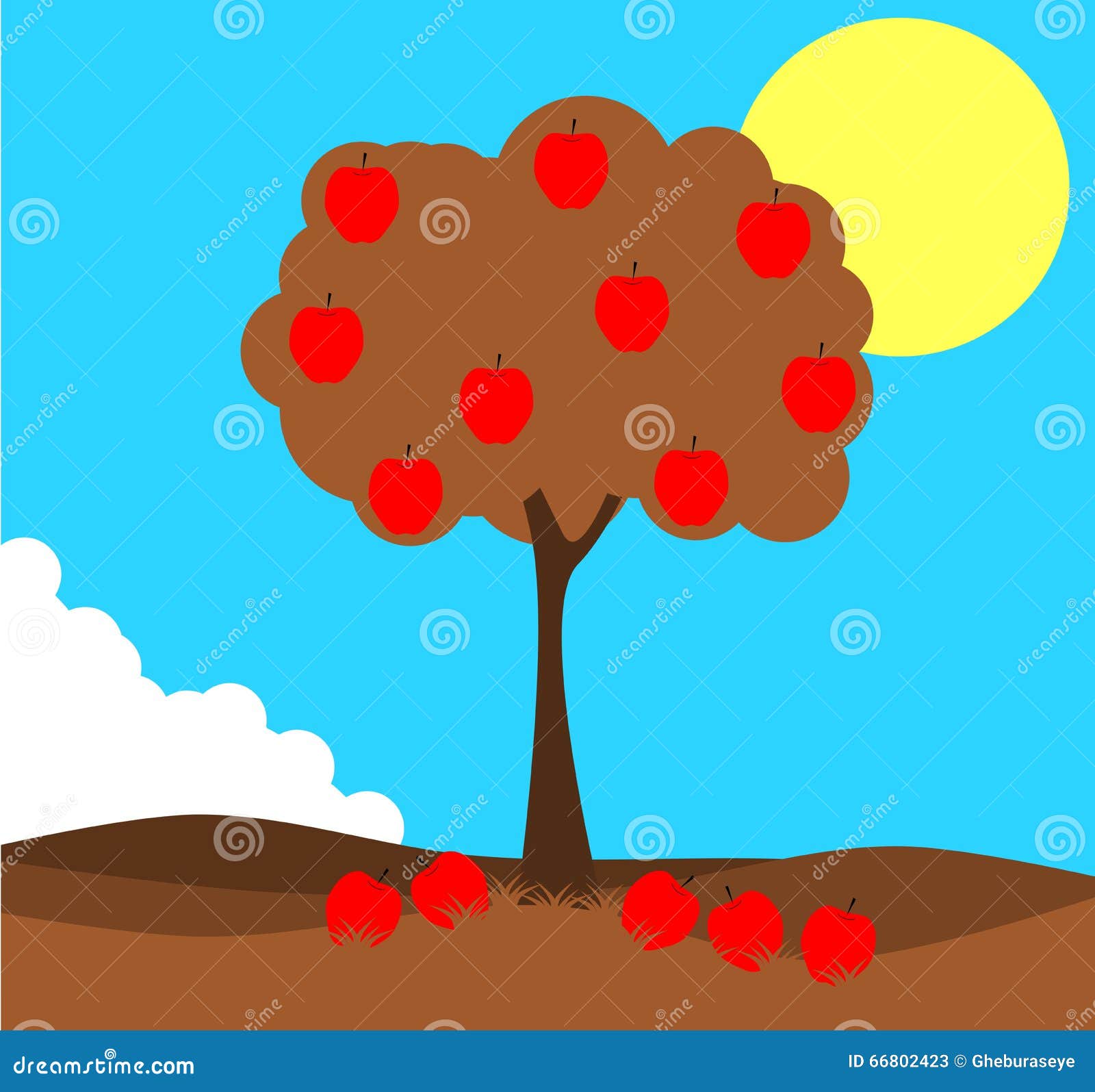 Abstract Apple Tree in a Meadow Stock Vector - Illustration of isolated ...