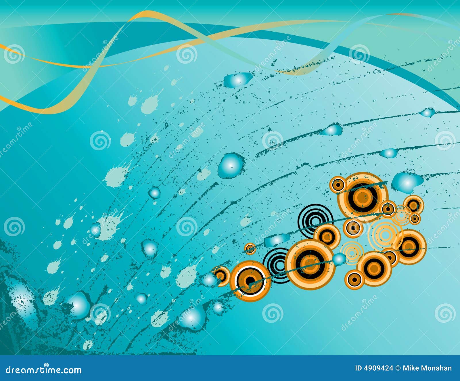 Abstract Aqua Blue Watercolor Painting With Shiny Ice Blobs Of Paint On ...