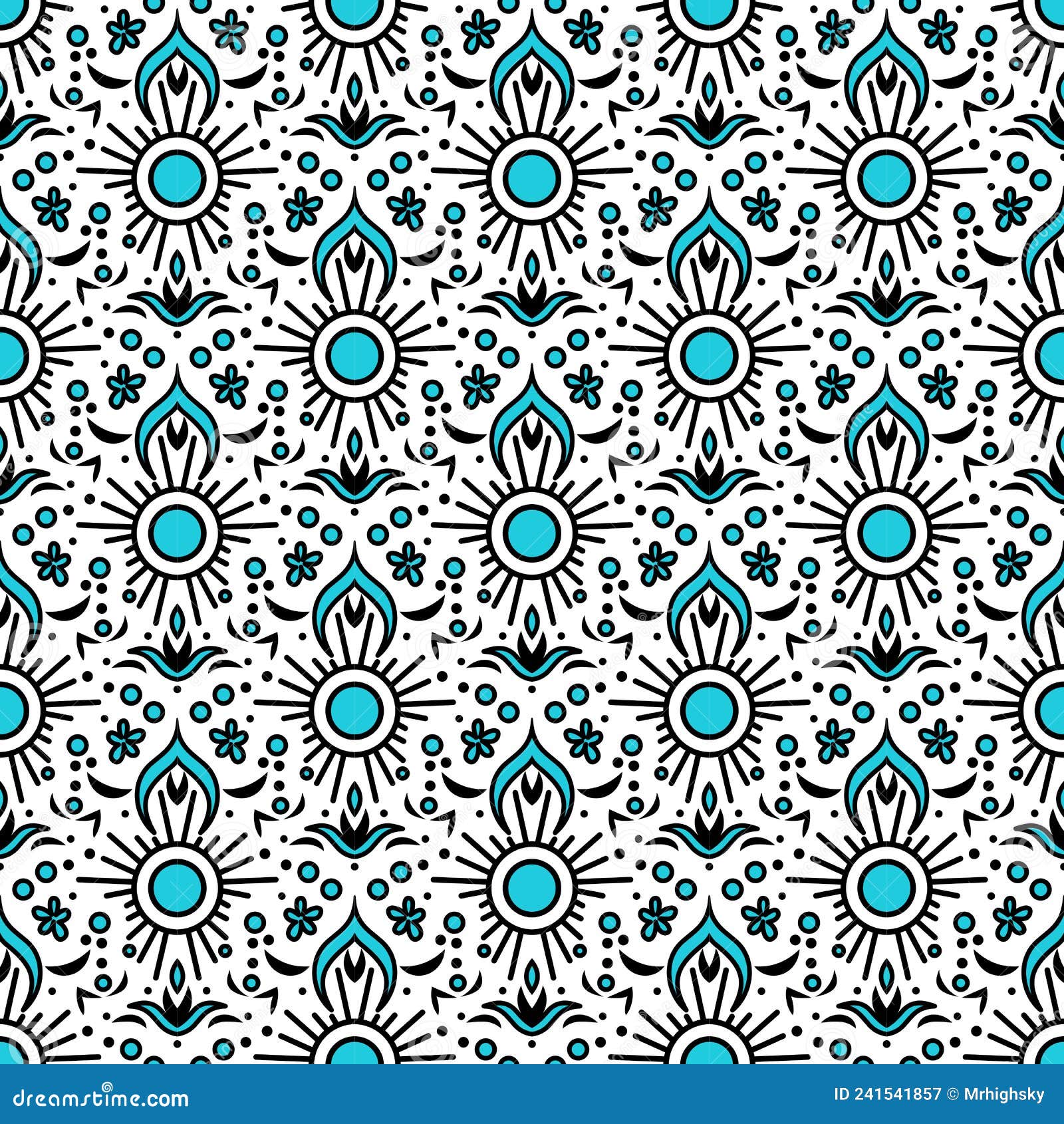 Abstract Aqua Floral Shapes Pattern Stock Vector - Illustration of ...