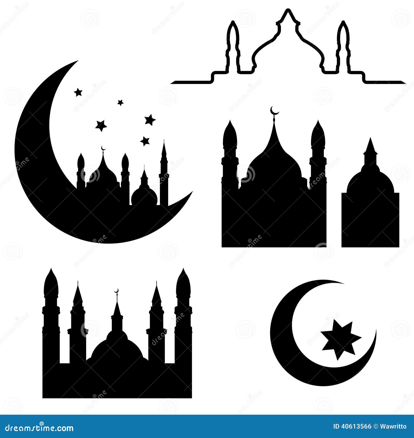 Abstract Arabic Elements Isolated on White Backgro Stock Vector ...