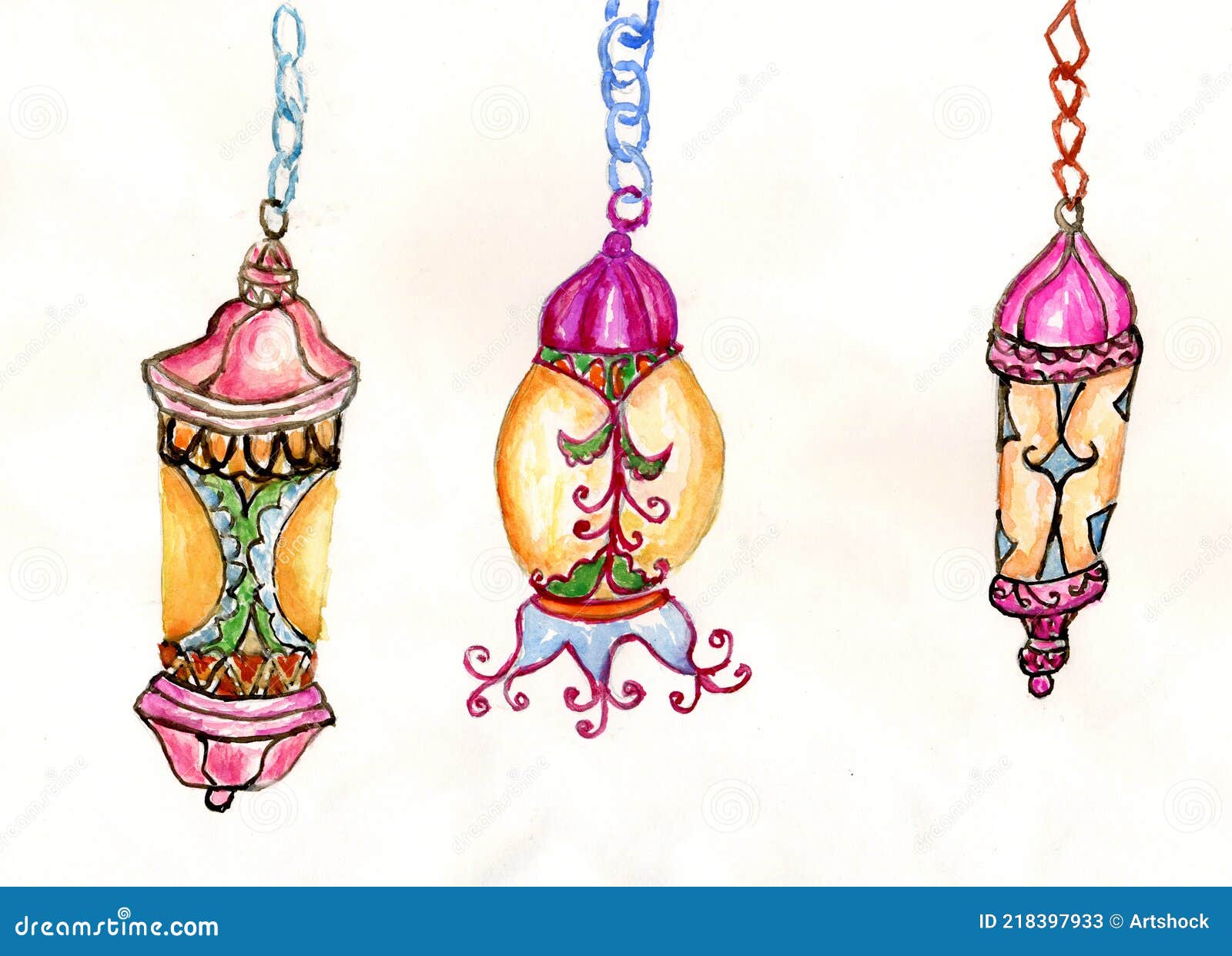 Arabic lantern art stock illustration. Illustration of holiday - 218397933