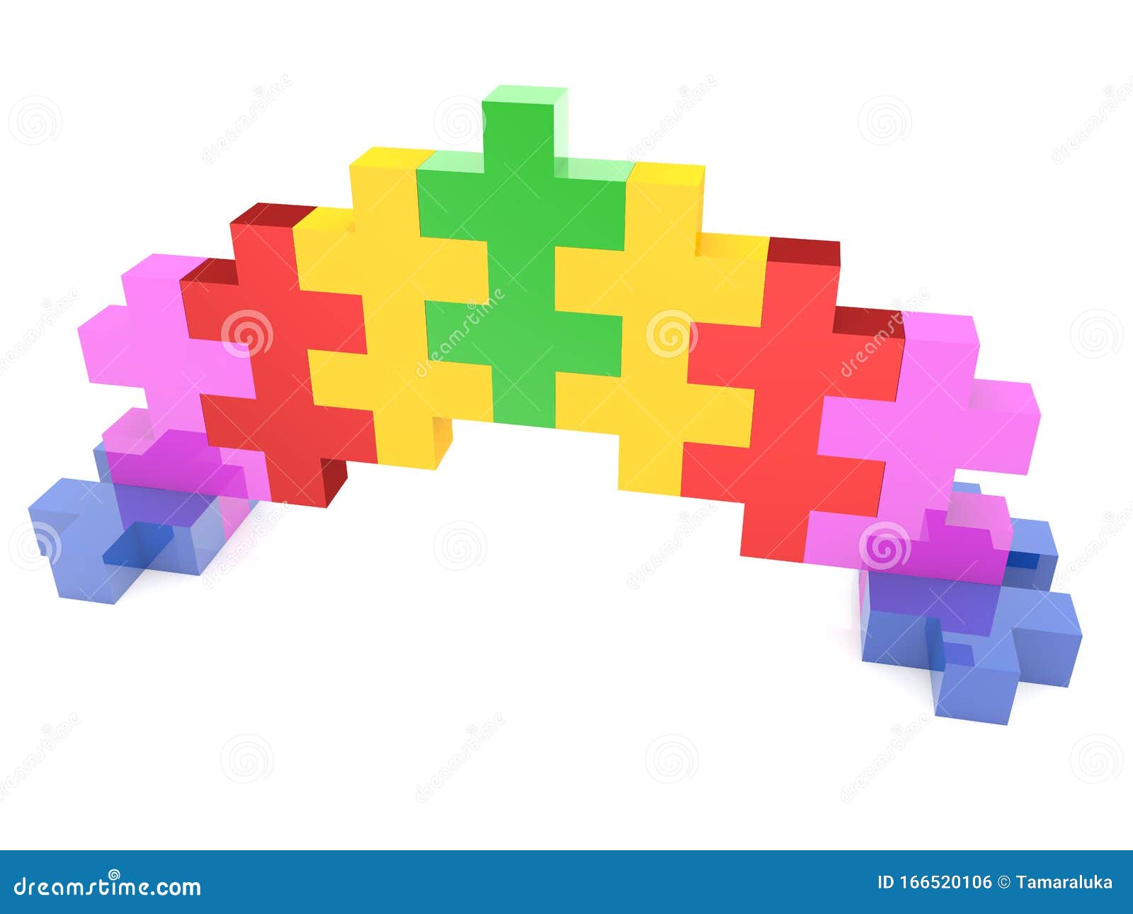 Abstract Arch Construction of Colored Puzzle Pieces Stock Illustration ...