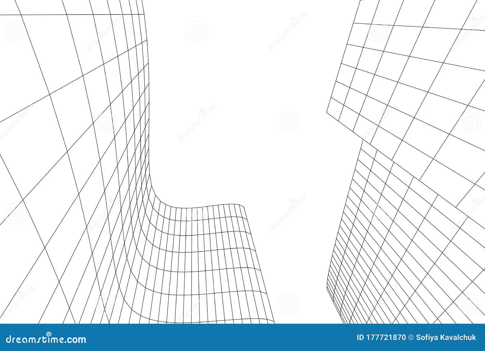 Architecture Building Construction. Linear 3d Illustration. Concept ...