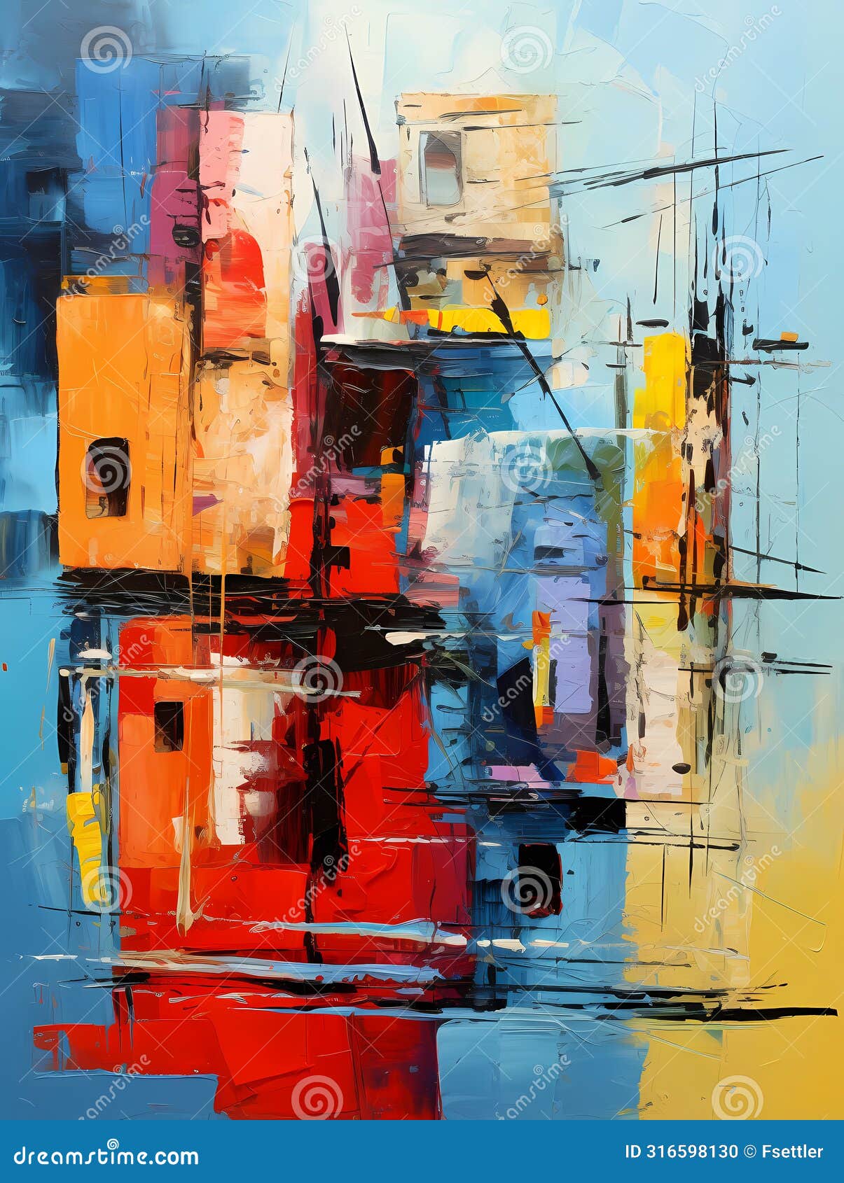 Abstract Architectural Background. Oil Painting in Impressionism Style ...