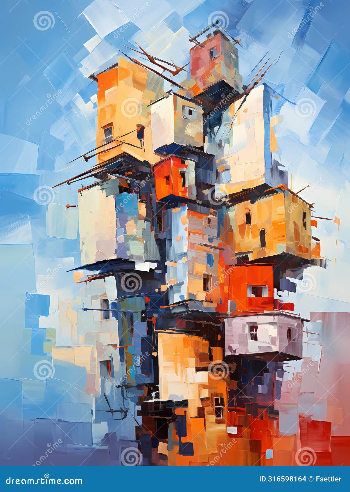 Abstract Architectural Background. Oil Painting in Impressionism Style ...