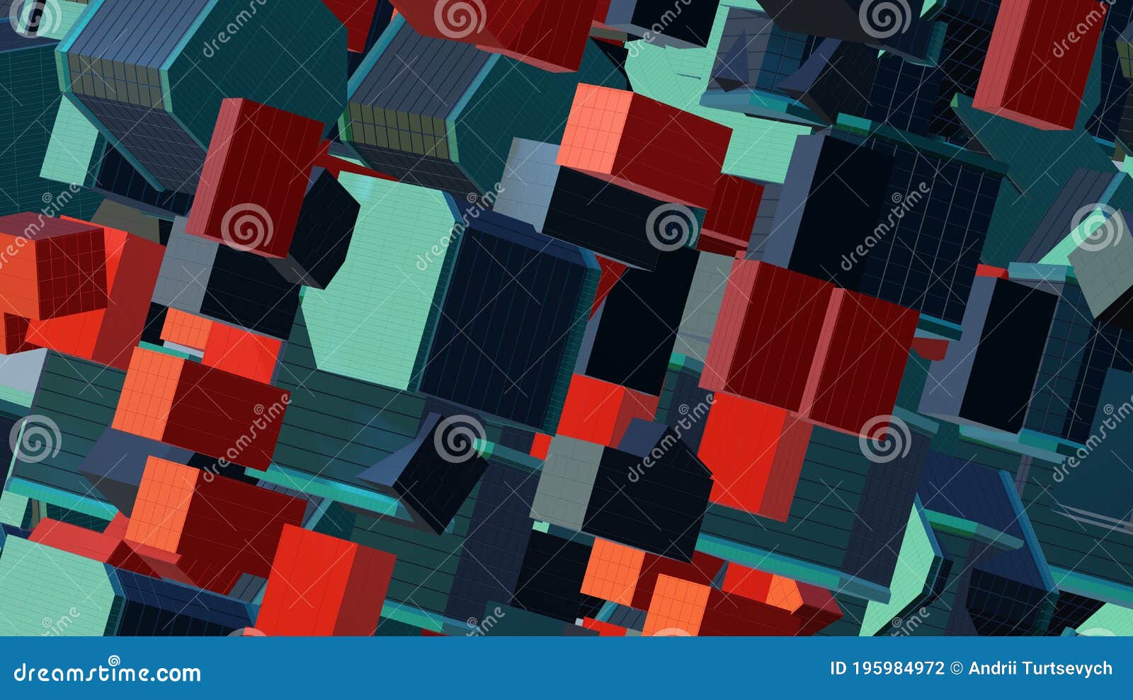Abstract Architectural Composition Made of Cubes Stock Illustration ...