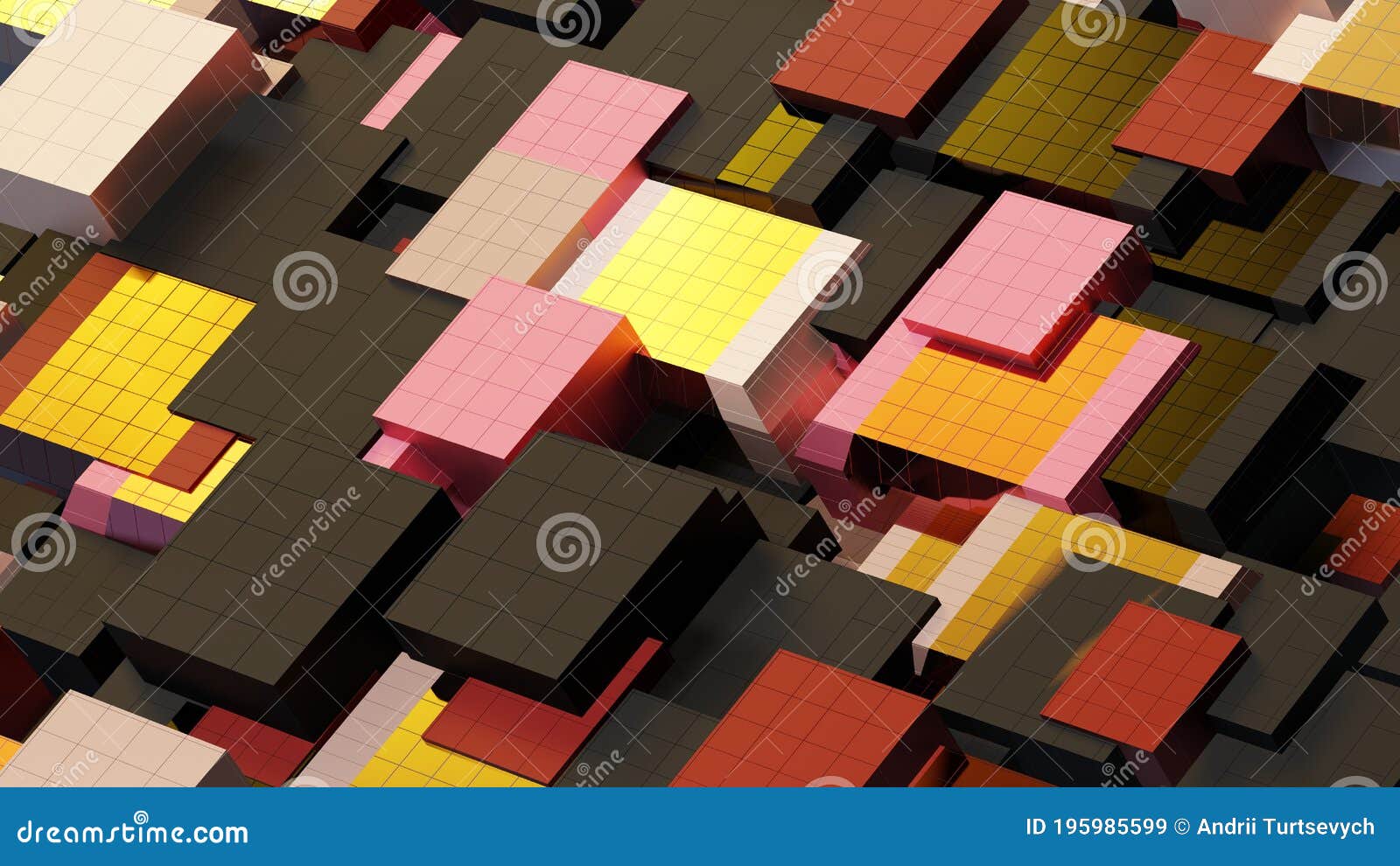 Abstract Architectural Composition Made of Cubes Stock Illustration ...