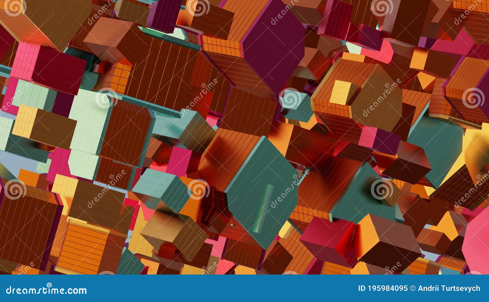 Abstract Architectural Composition Made of Cubes Stock Illustration ...