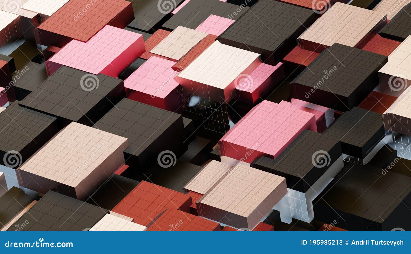 Abstract Architectural Composition Made of Cubes Stock Illustration ...