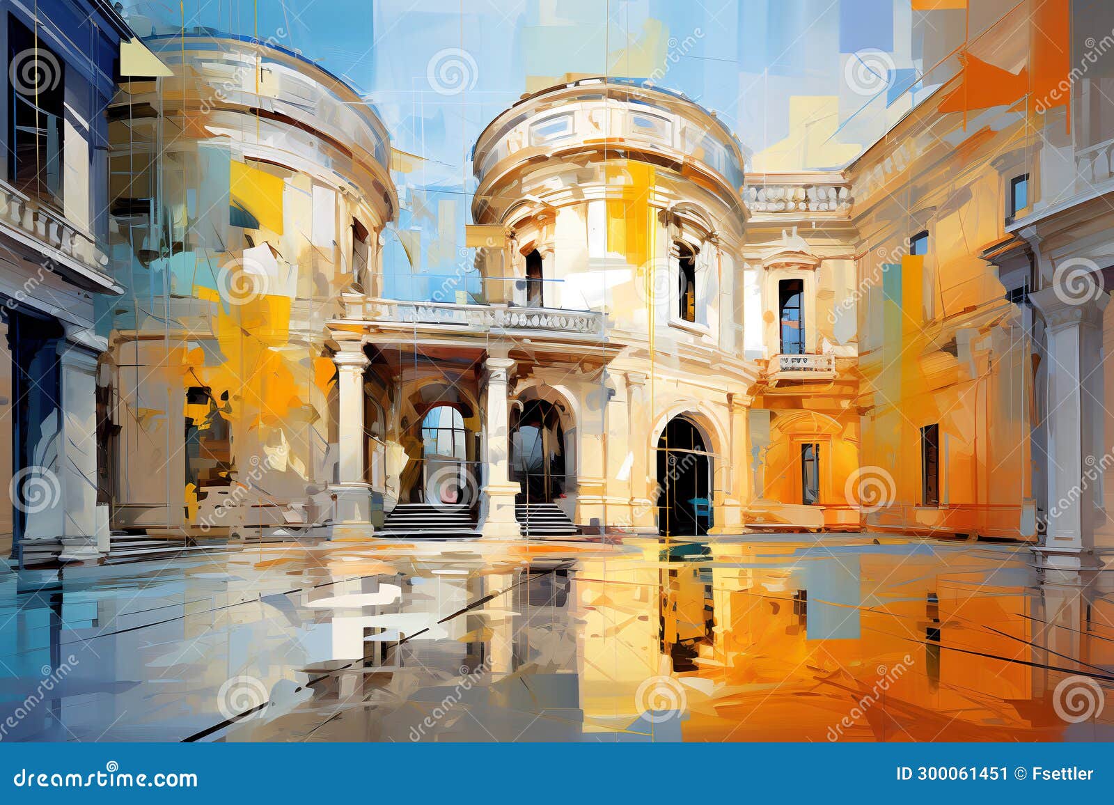 Abstract Architectural Composition. Oil Painting in Impressionism Style ...