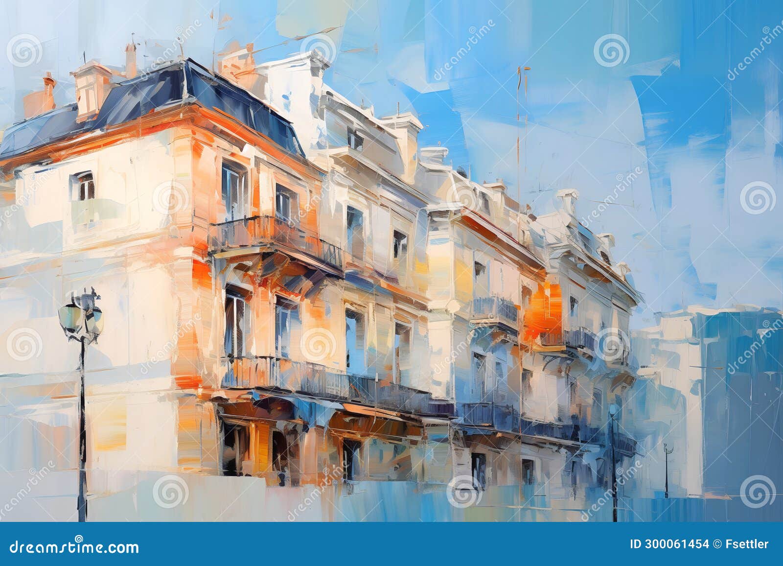 Abstract Architectural Composition. Oil Painting in Impressionism Style ...