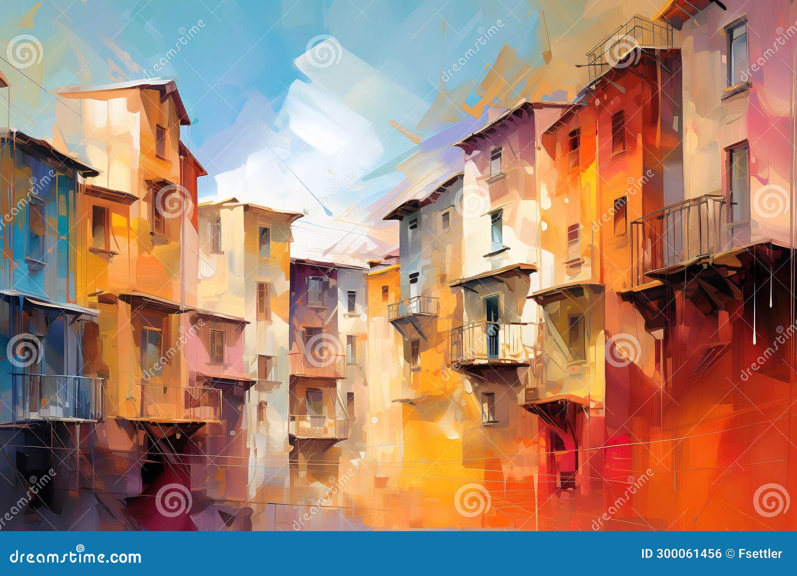 Abstract Architectural Composition. Oil Painting in Impressionism Style ...