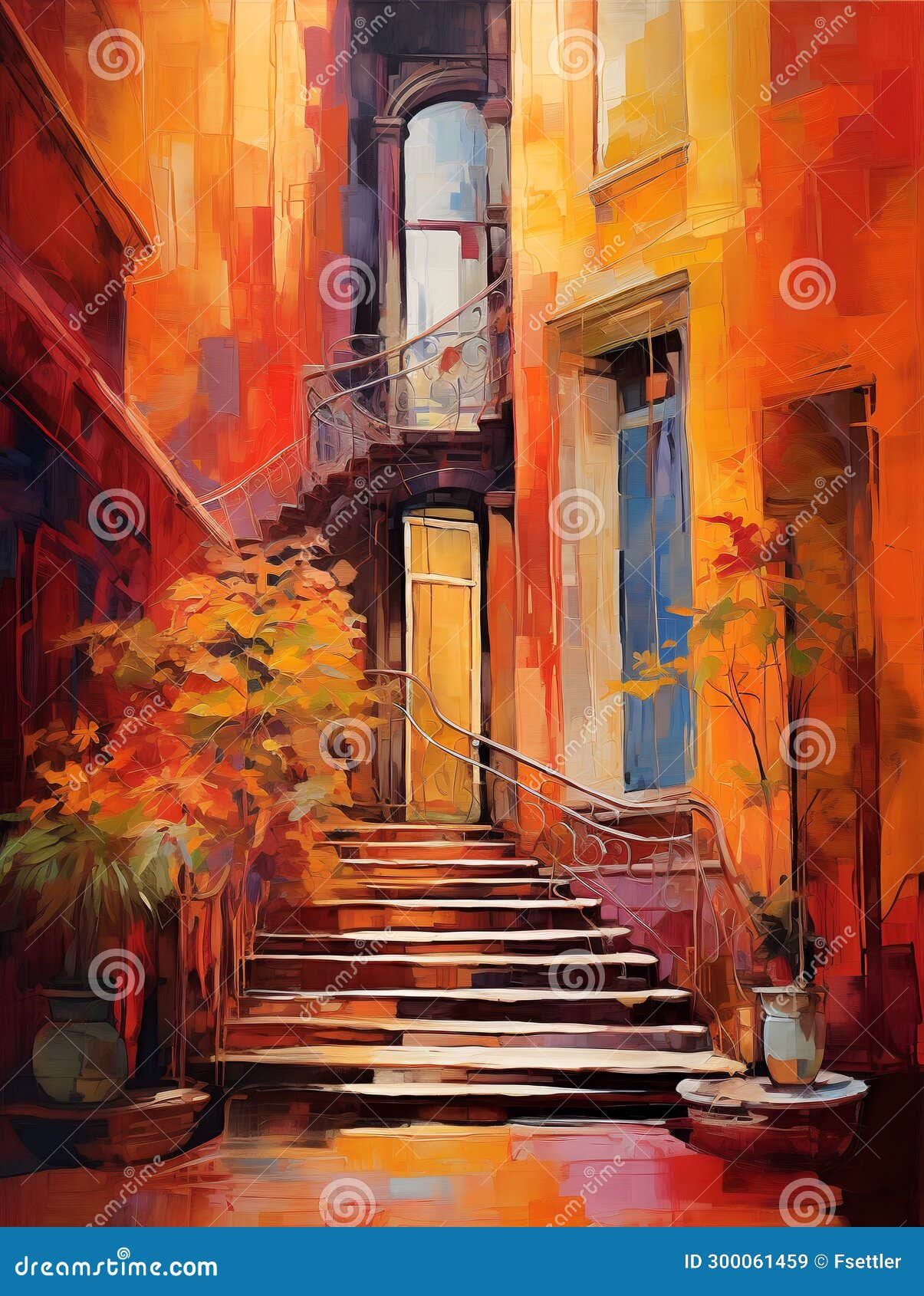 Abstract Architectural Composition. Oil Painting in Impressionism Style ...