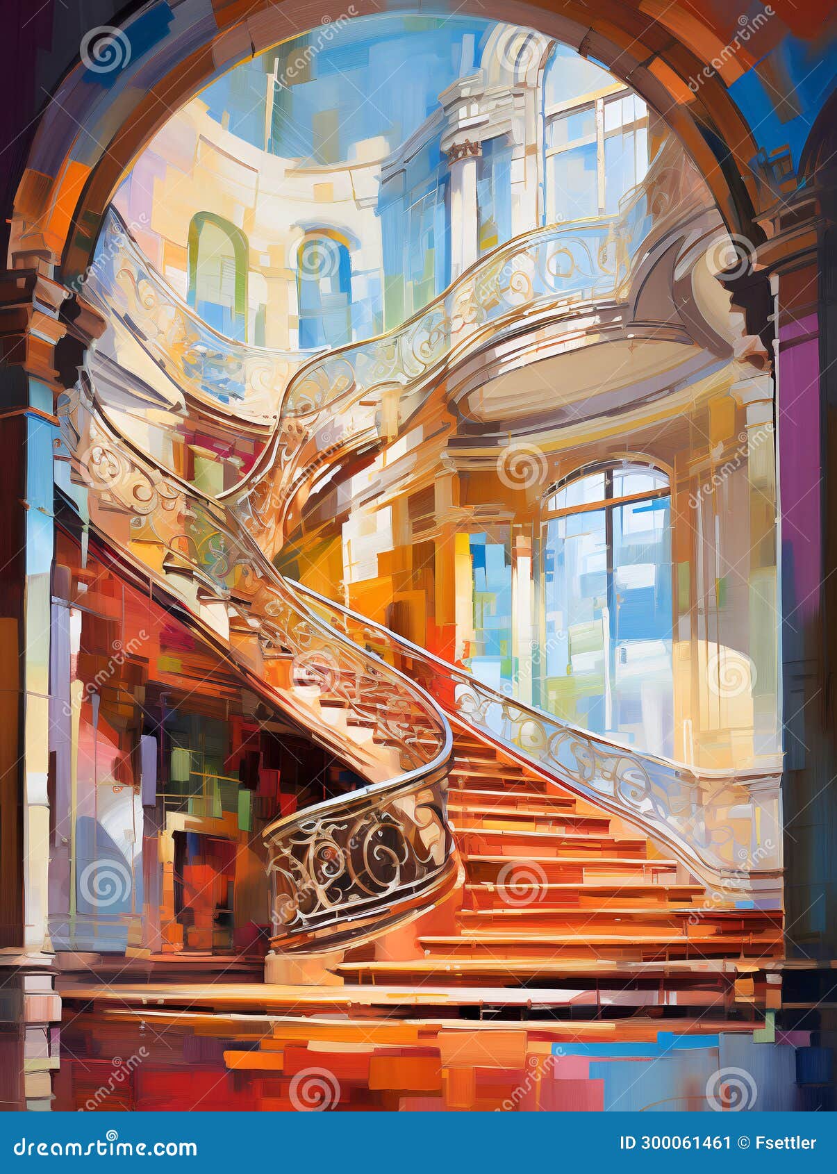 Abstract Architectural Composition. Oil Painting in Impressionism Style ...