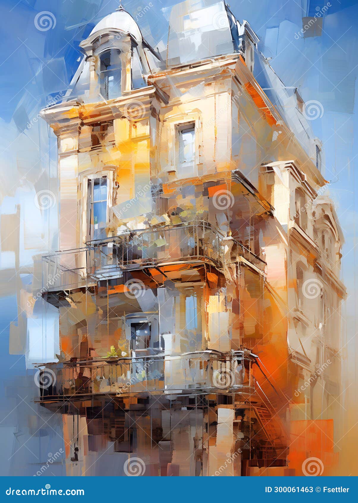 Abstract Architectural Composition. Oil Painting in Impressionism Style ...