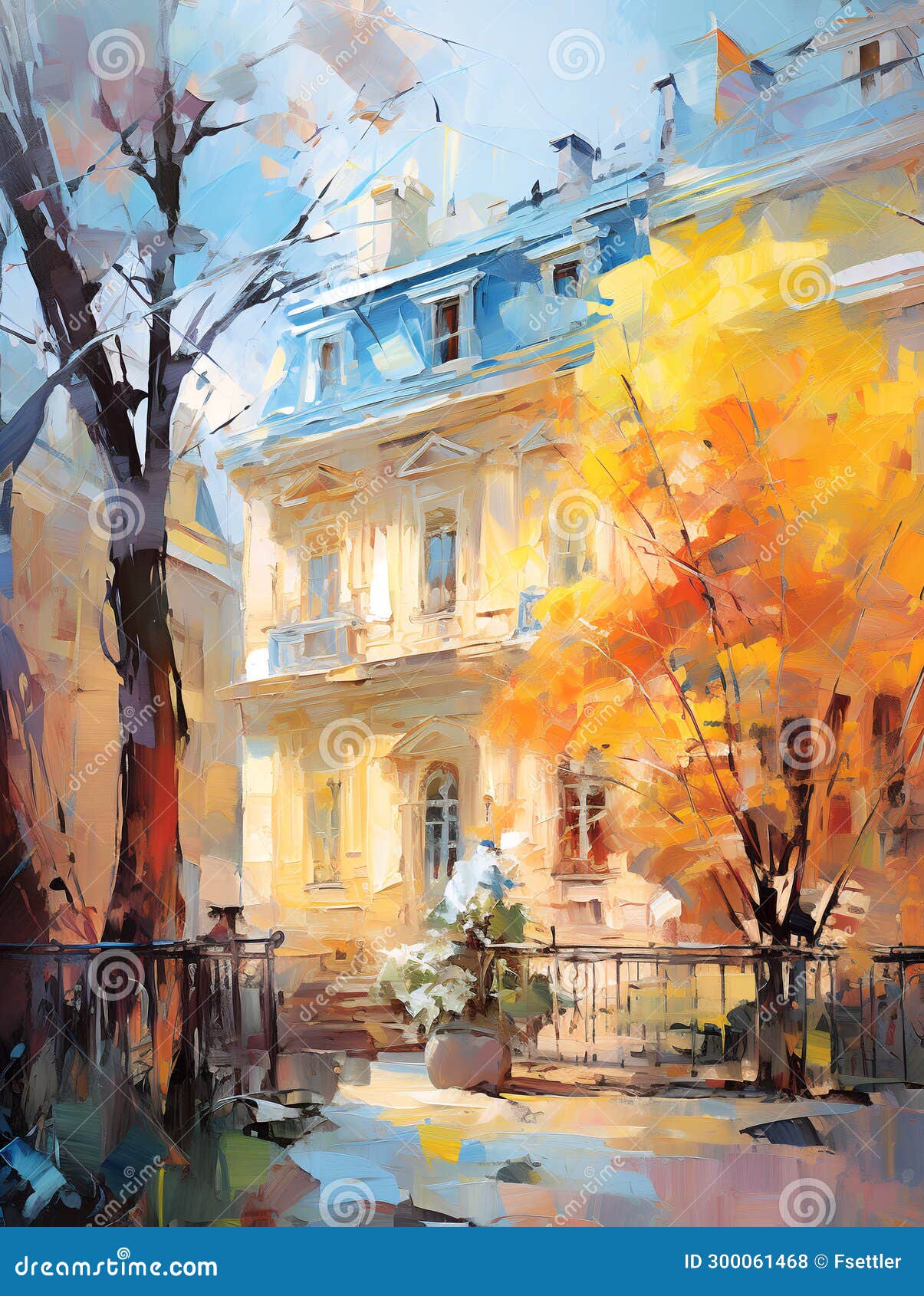 Abstract Architectural Composition. Oil Painting in Impressionism Style ...