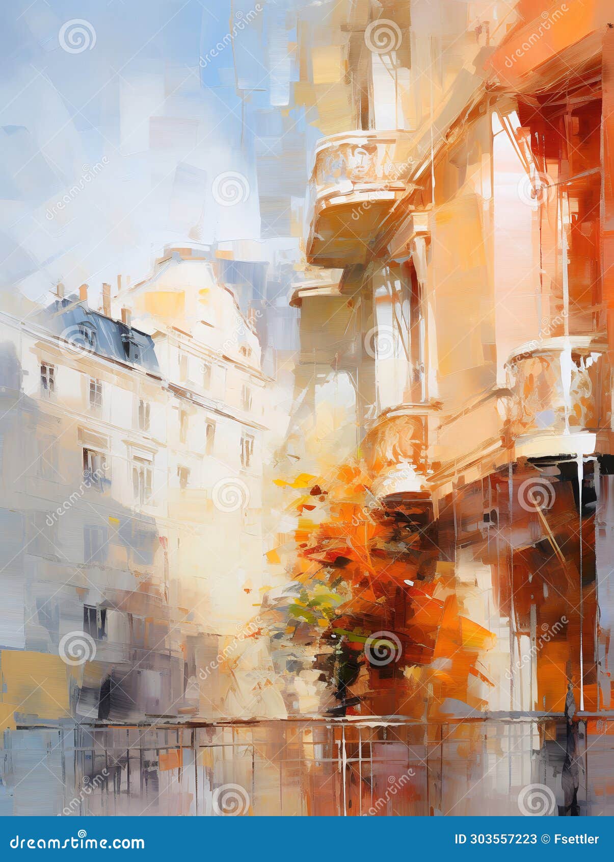Abstract Architectural Composition. Oil Painting in Impressionism Style ...